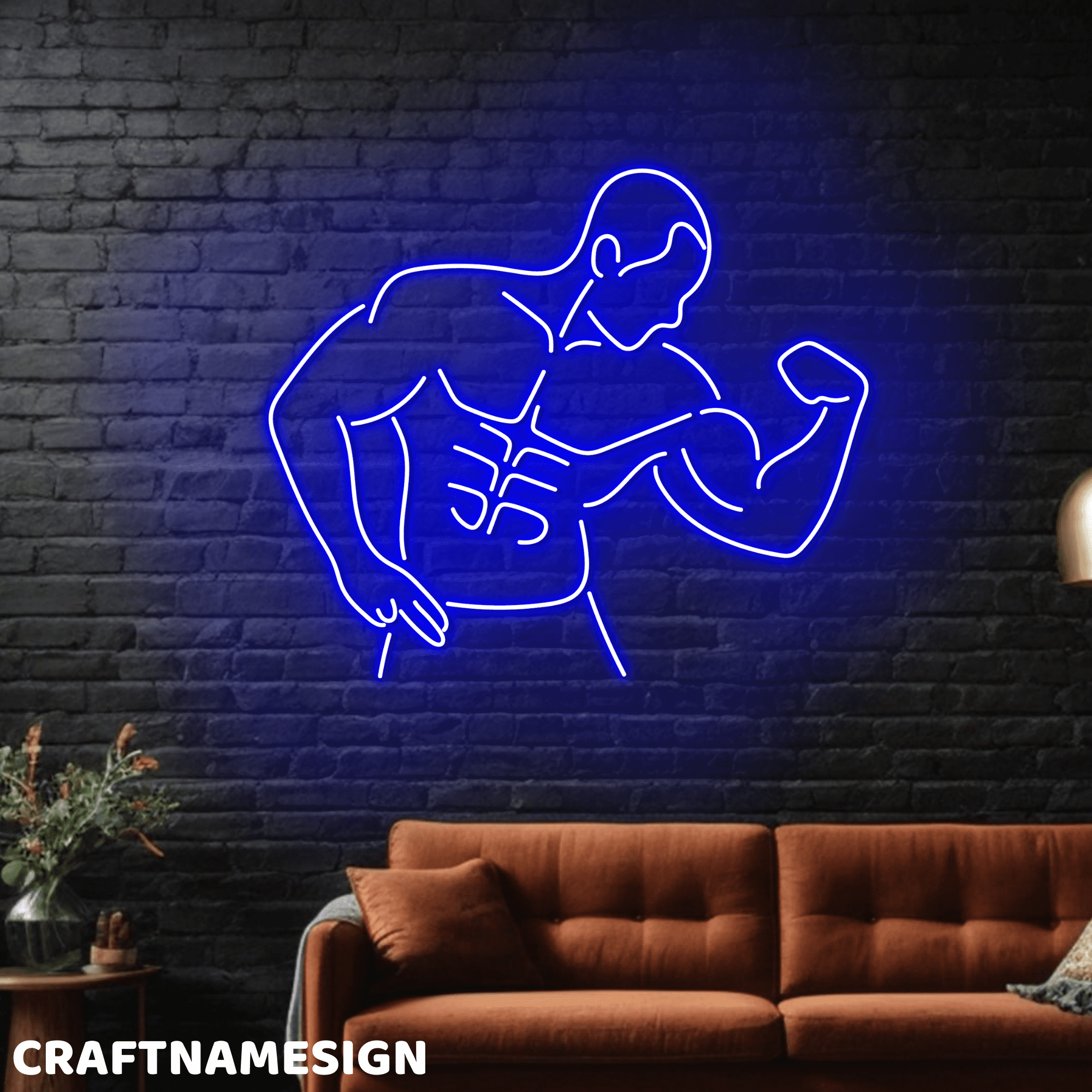 Craftnamesign Man Bodybuilding Neon Sign, Man Cave Wall Art, Gym Room ...