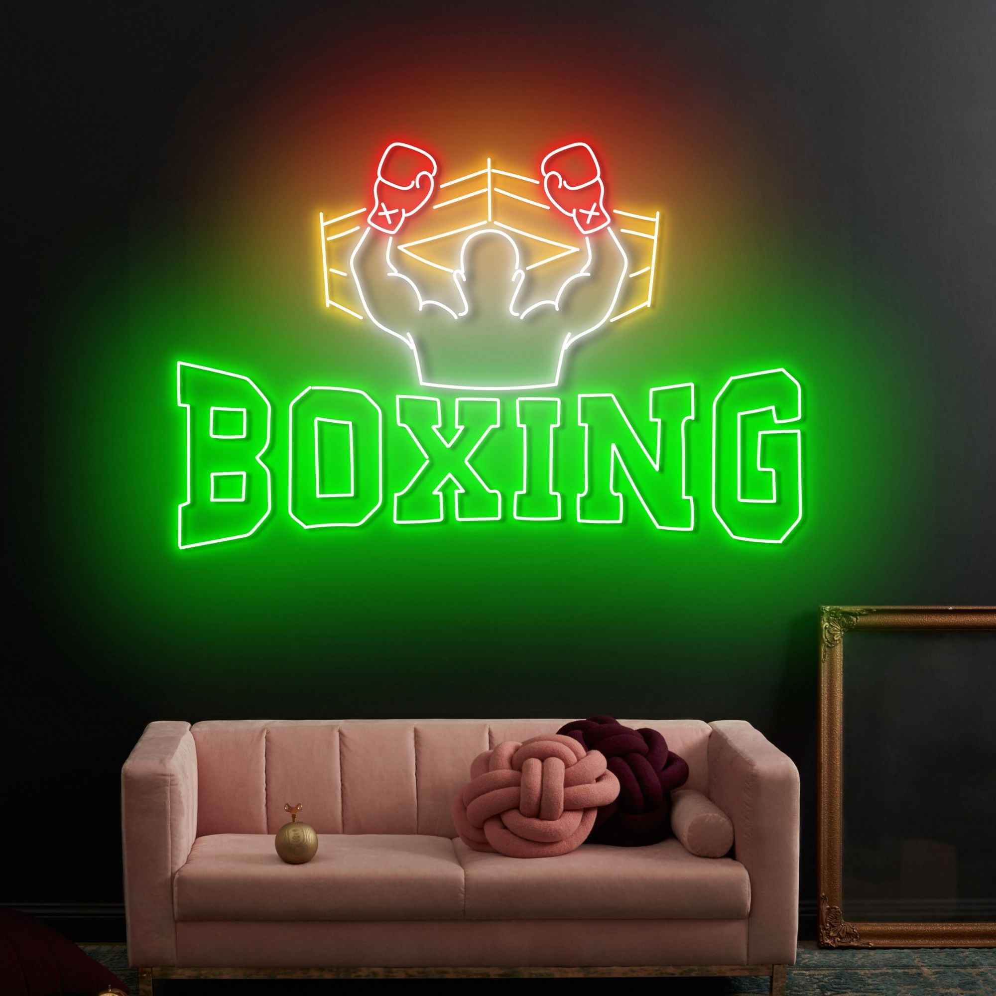 Craftnamesign Man Boxing Neon Sign, Boxer LED Light Decor, Sport Boxing ...