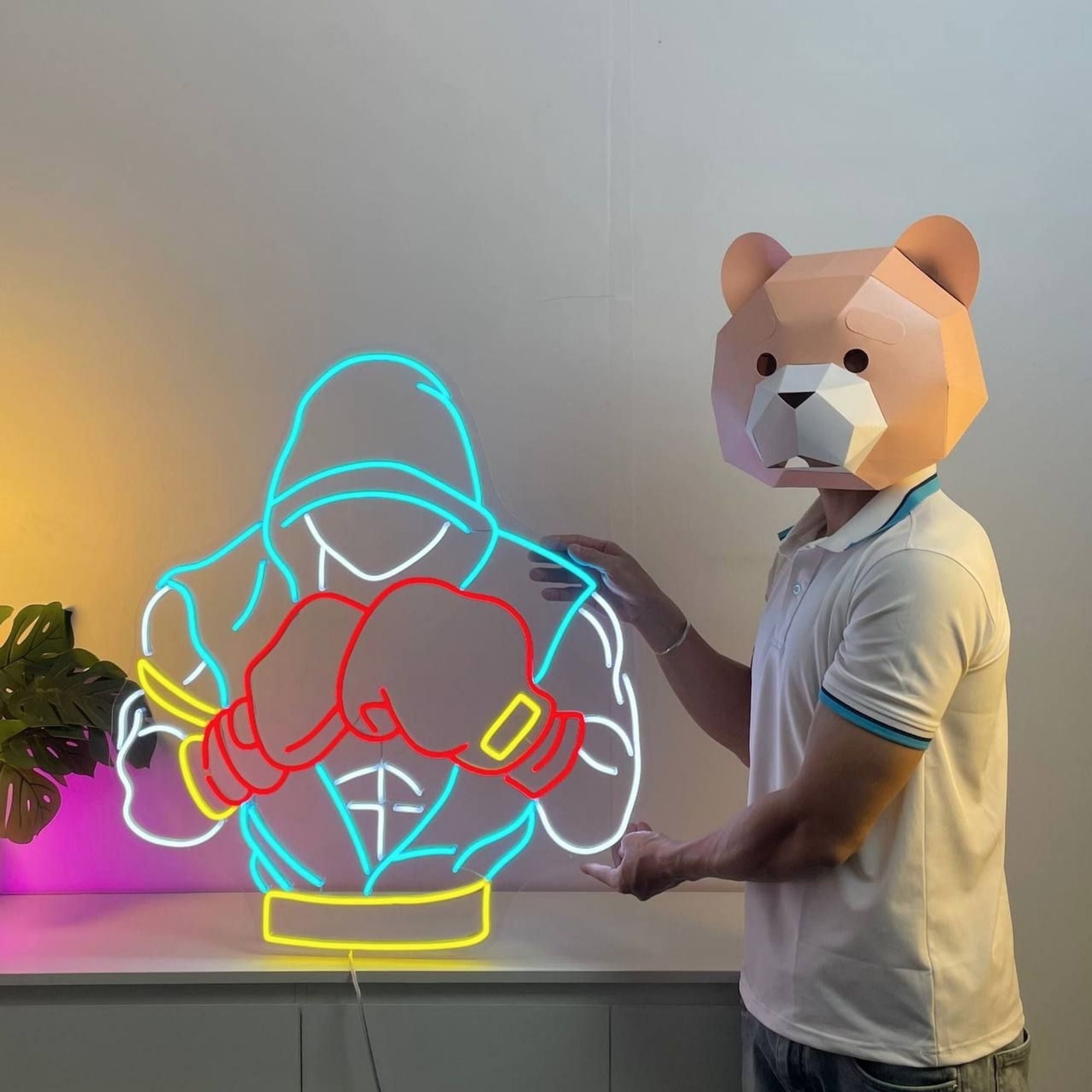 Craftnamesign Man Boxing Neon Sign Wall Art, Boxing Room Led Light ...