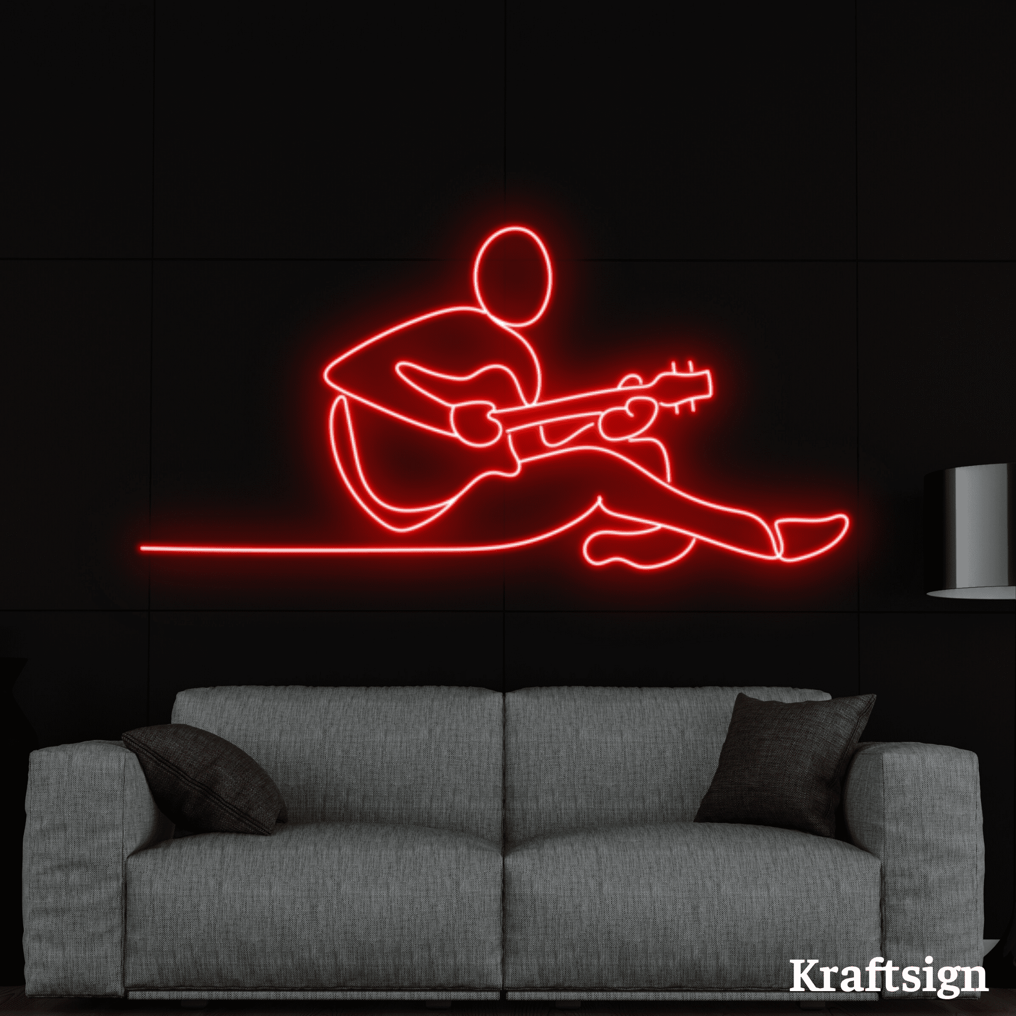 Craftnamesign Man Play Guitar Neon Sign, Guitar Shop Sign, Guitarist ...