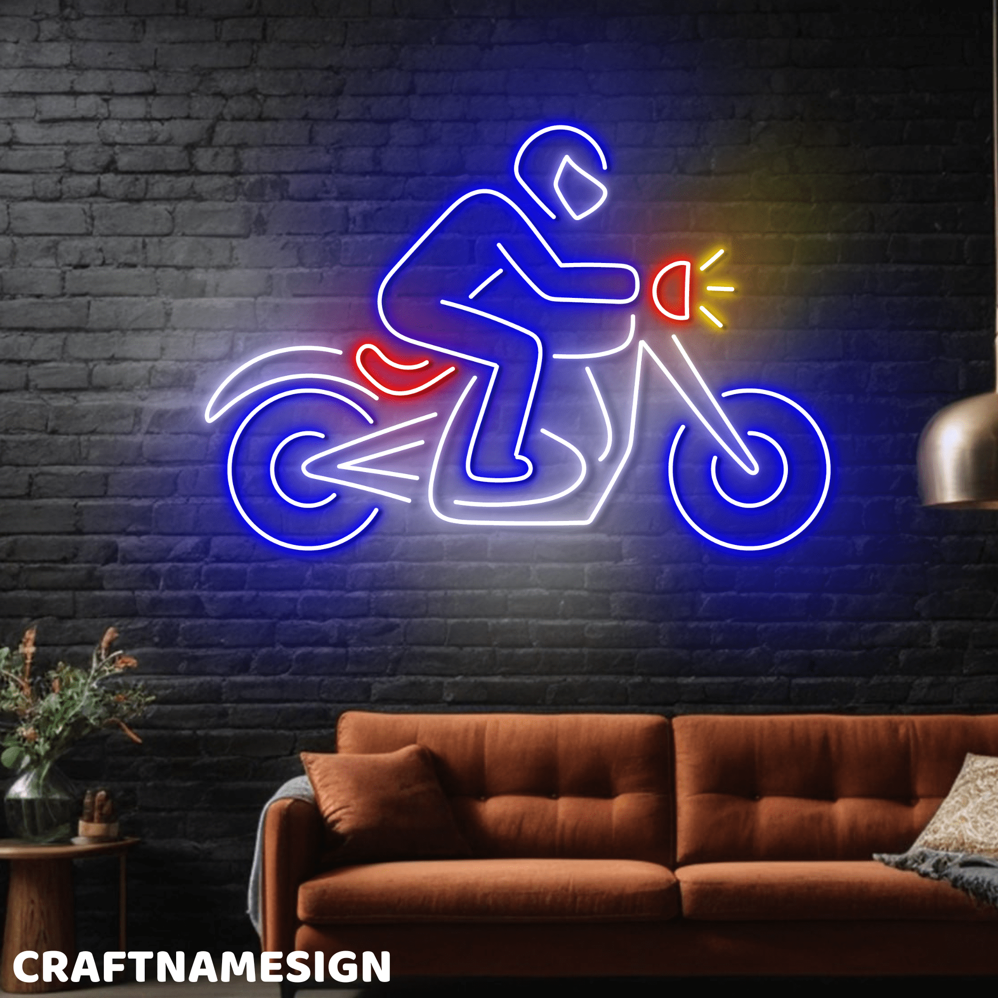 Craftnamesign Man Riding Motorcycle Neon Light For Man Cave Room ...