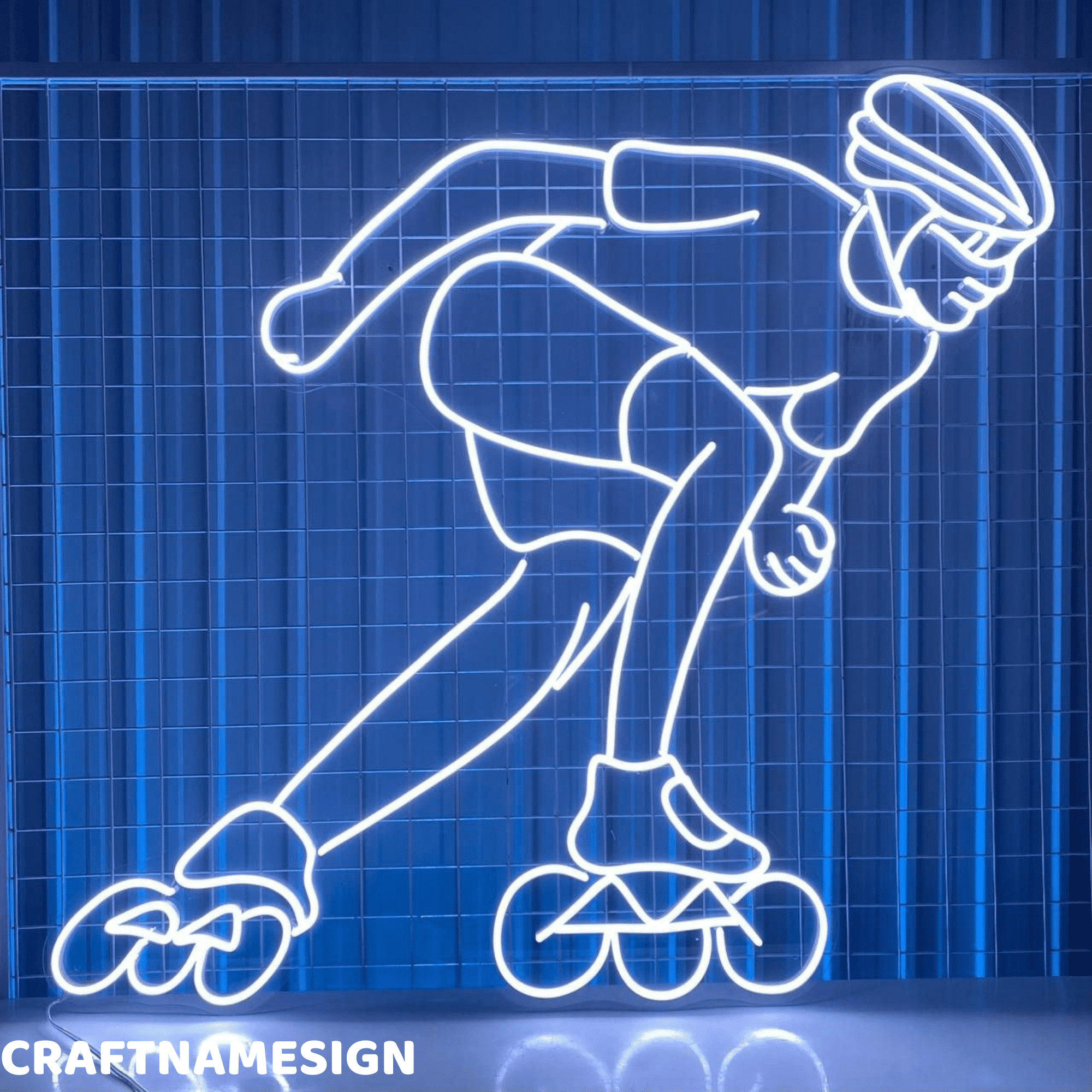 Craftnamesign Man Roller Skating Neon Sign, Roller Skates Store Wall ...