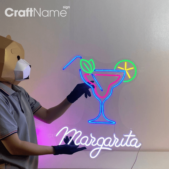 Craftnamesign Margarita Cocktail Neon Light for Cocktail Bar Wall Art ...