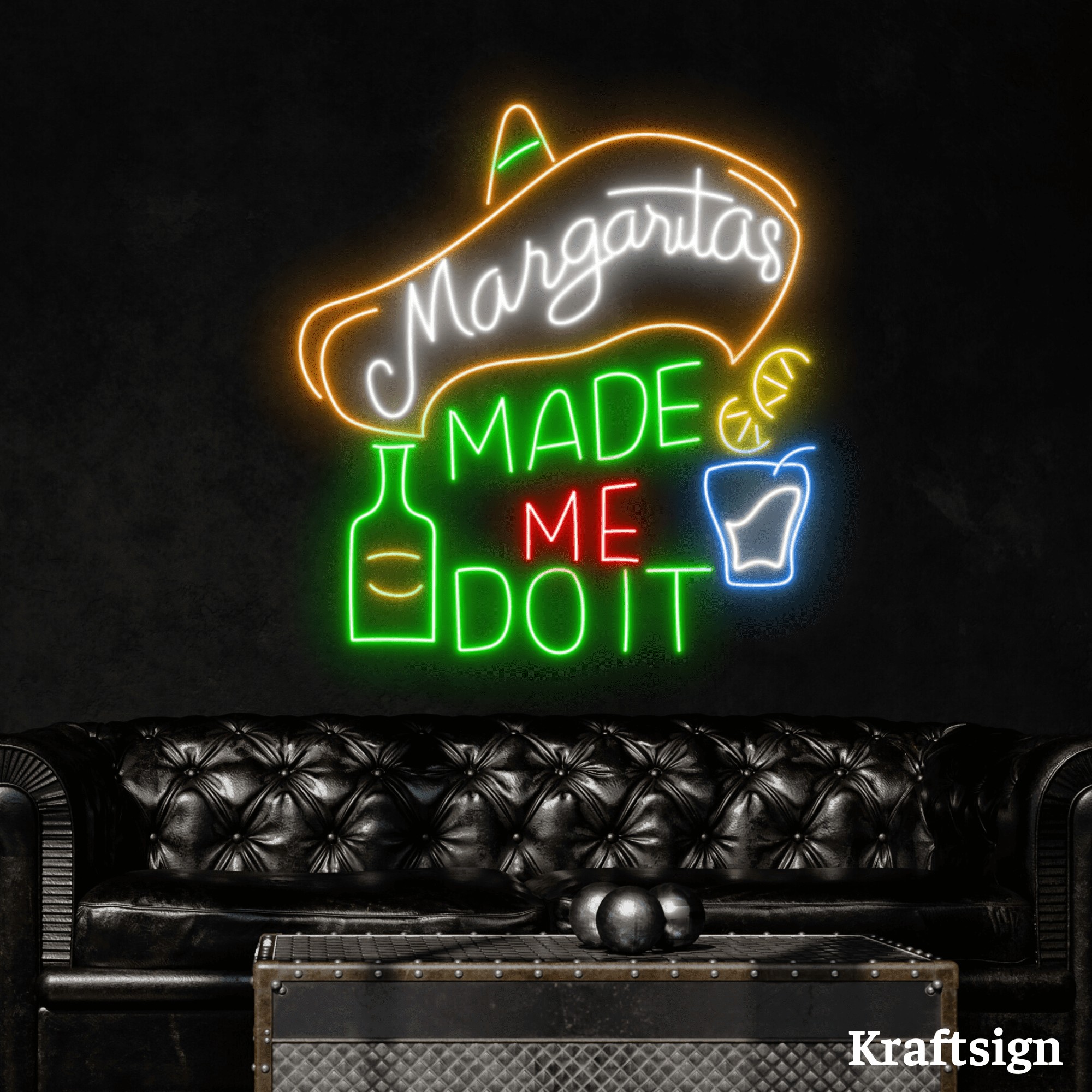 Craftnamesign Margarita Made Me Do It Neon Sign, Cocktail Sign, Bar ...