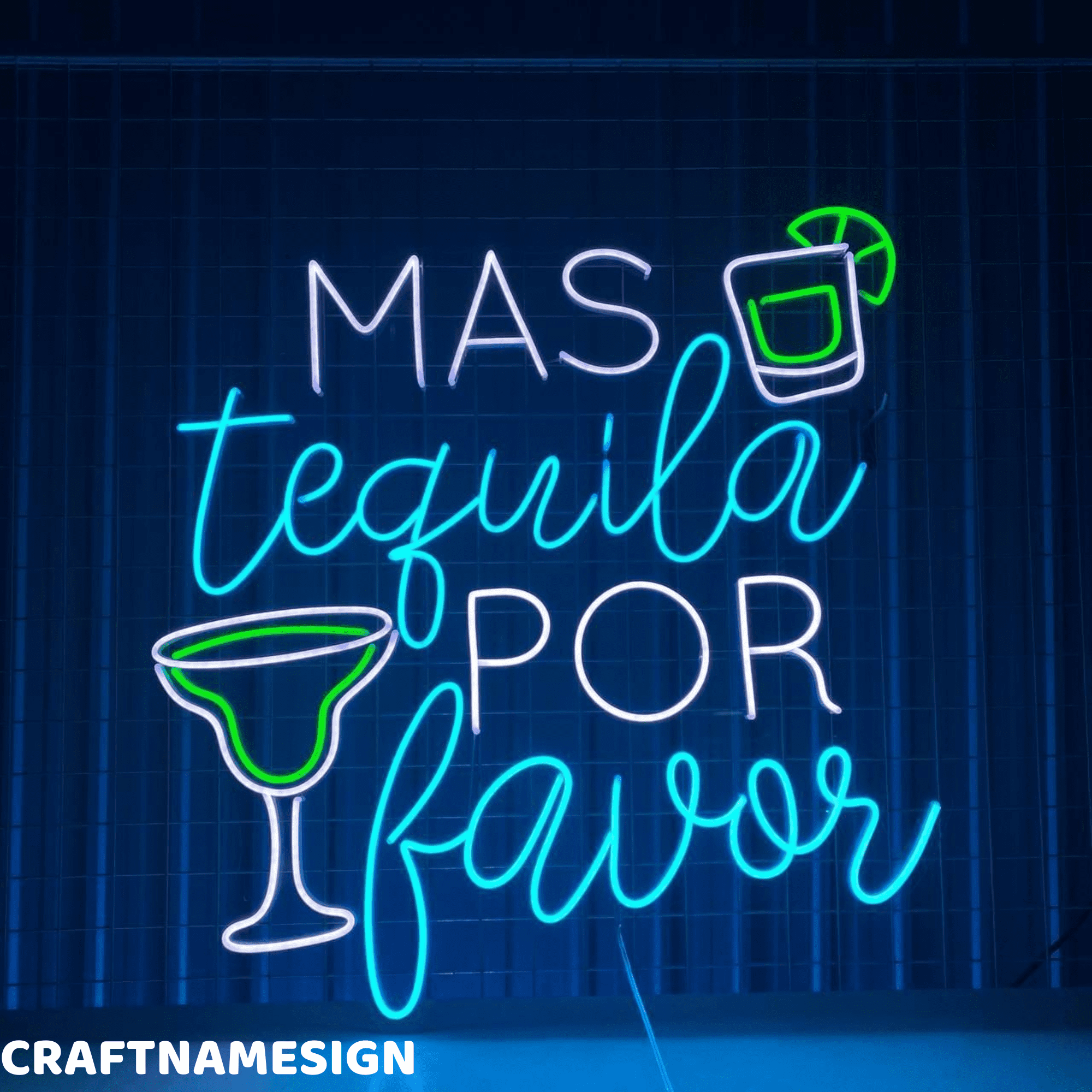 Craftnamesign Mas Tequila Por Favor Neon Sign, Tequila Wall Art, Bar ...