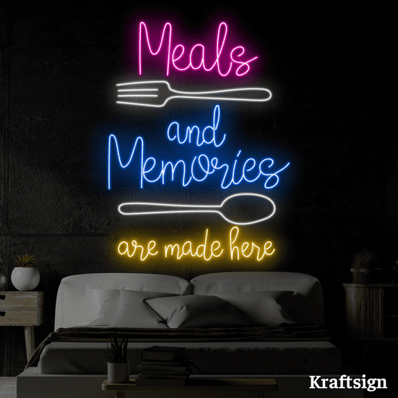 Craftnamesign Meals And Memories Neon Sign, Kitchen Art, Restaurant ...