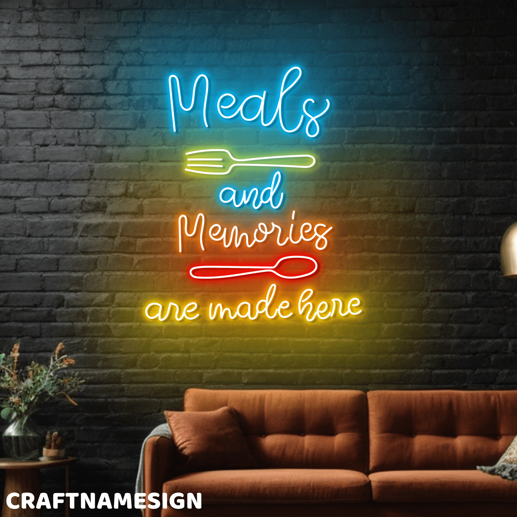Craftnamesign Meals Neon Sign, Kitchen Wall Sign, Restaurant Wall Decor ...