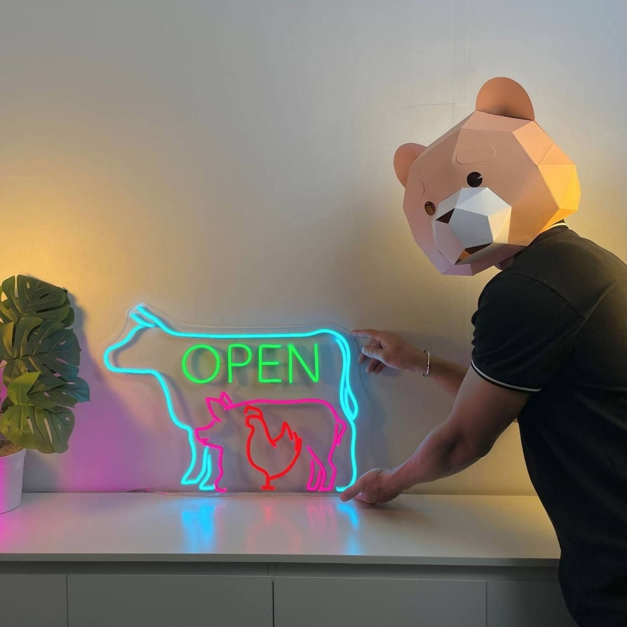 Craftnamesign Meat Shop Neon Light Wall Decor, Open Led Sign For BBQ ...