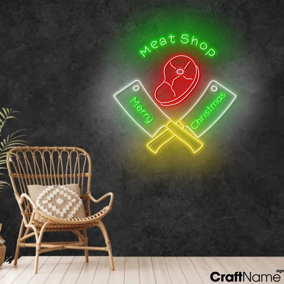 Craftnamesign Meat Shop Neon Sign, Butcher Shop Christmas LED Light ...