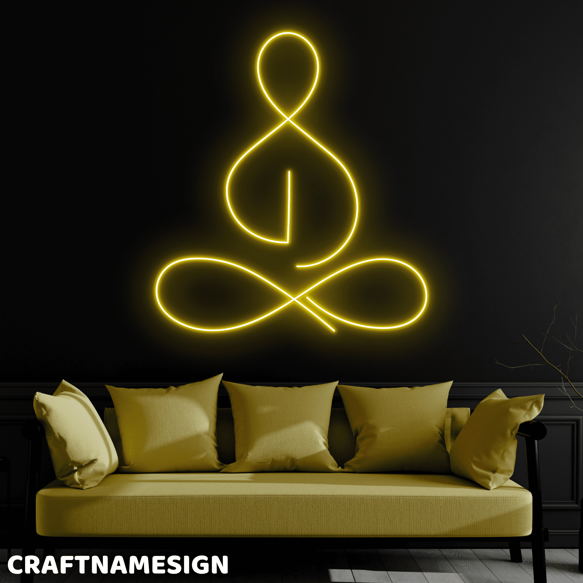 Craftnamesign Meditation Neon Sign, Yoga Room Wall Art, Yoga Wall Decor ...