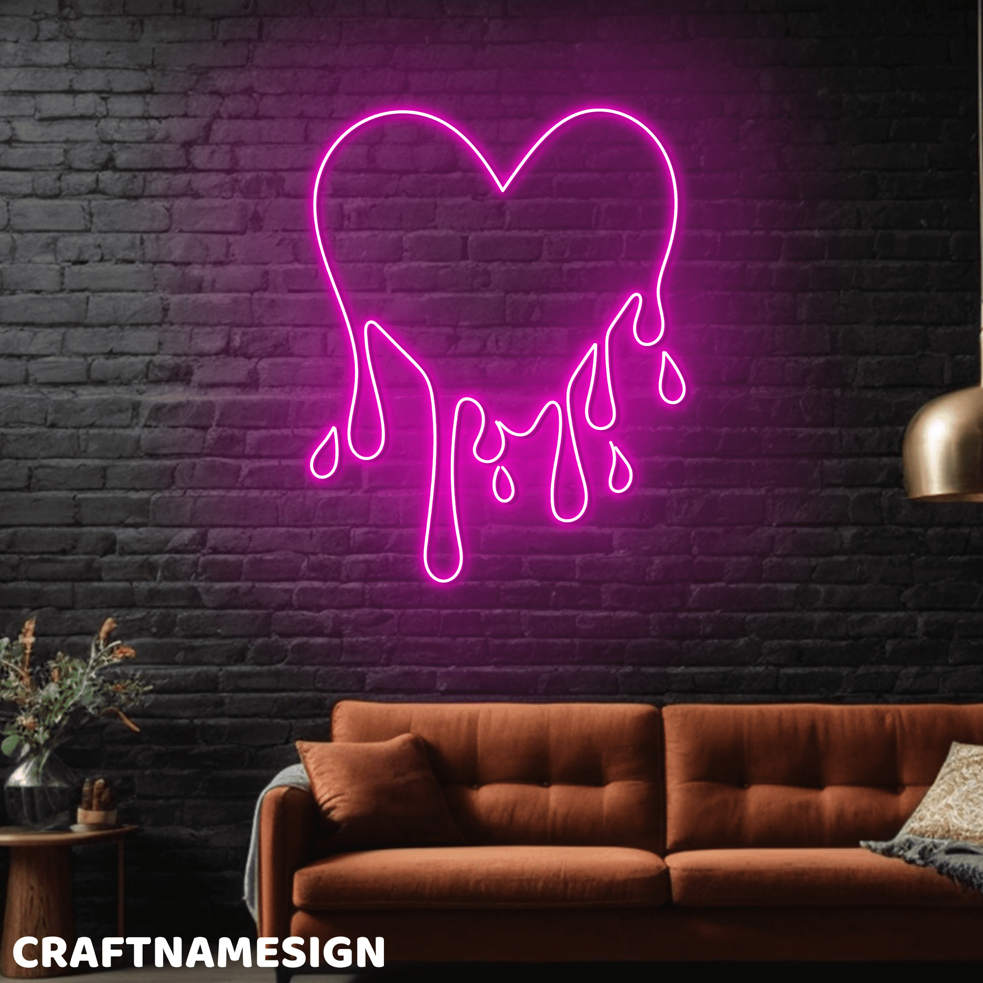 Craftnamesign Melting Heart Neon Artwork, Store Shop Wall Sign, Love ...