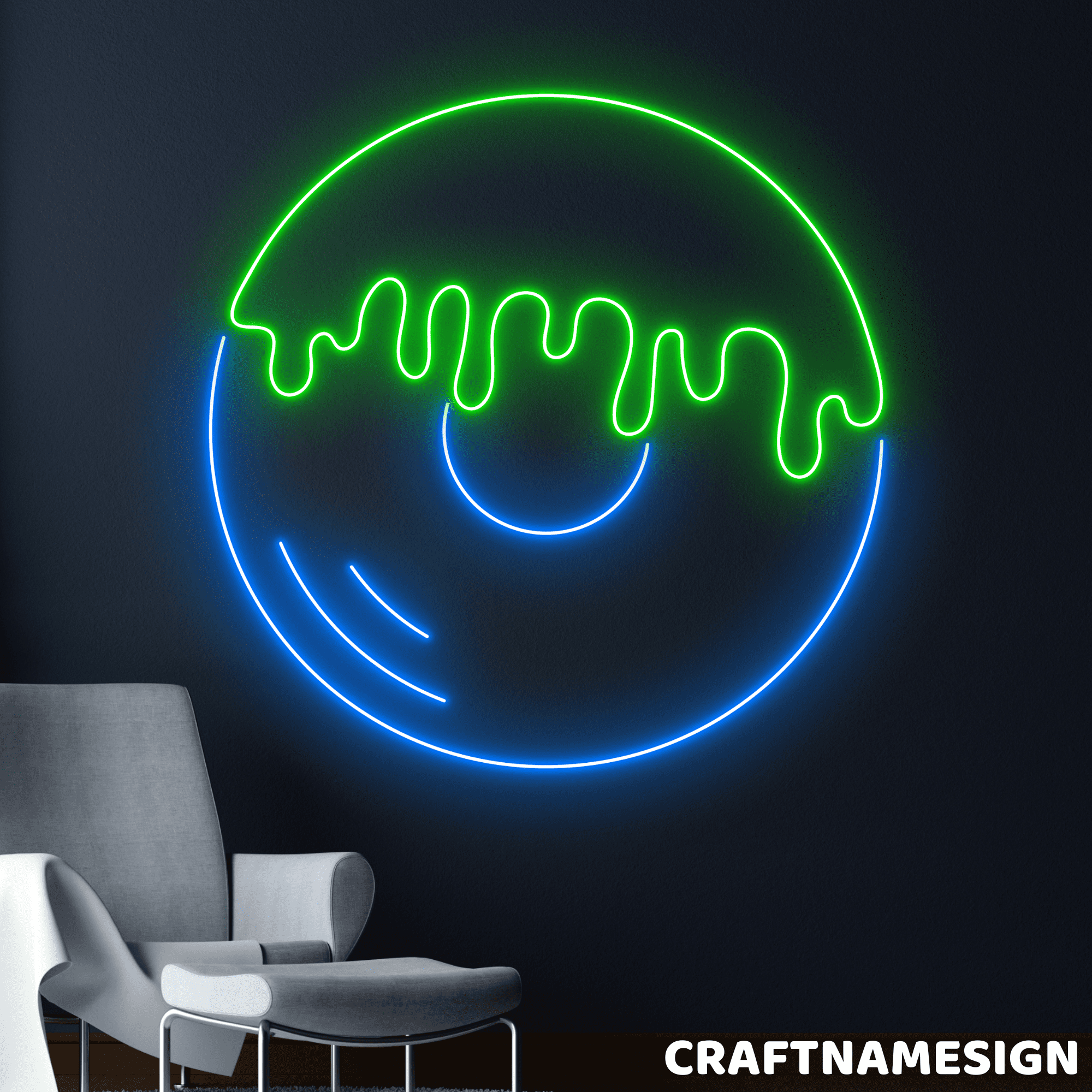 Craftnamesign Melting Record Neon Sign, Music Room Wall Decor, Bedroom ...