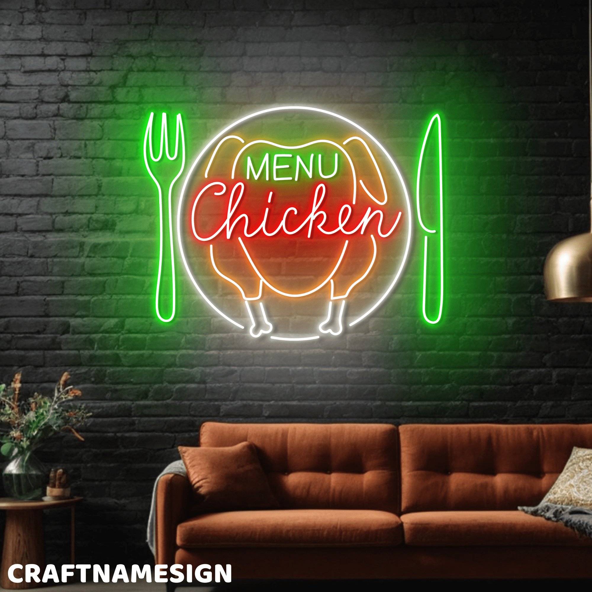 Craftnamesign Menu Chicken Neon Sign For Chicken Shop Restaurant Wall ...