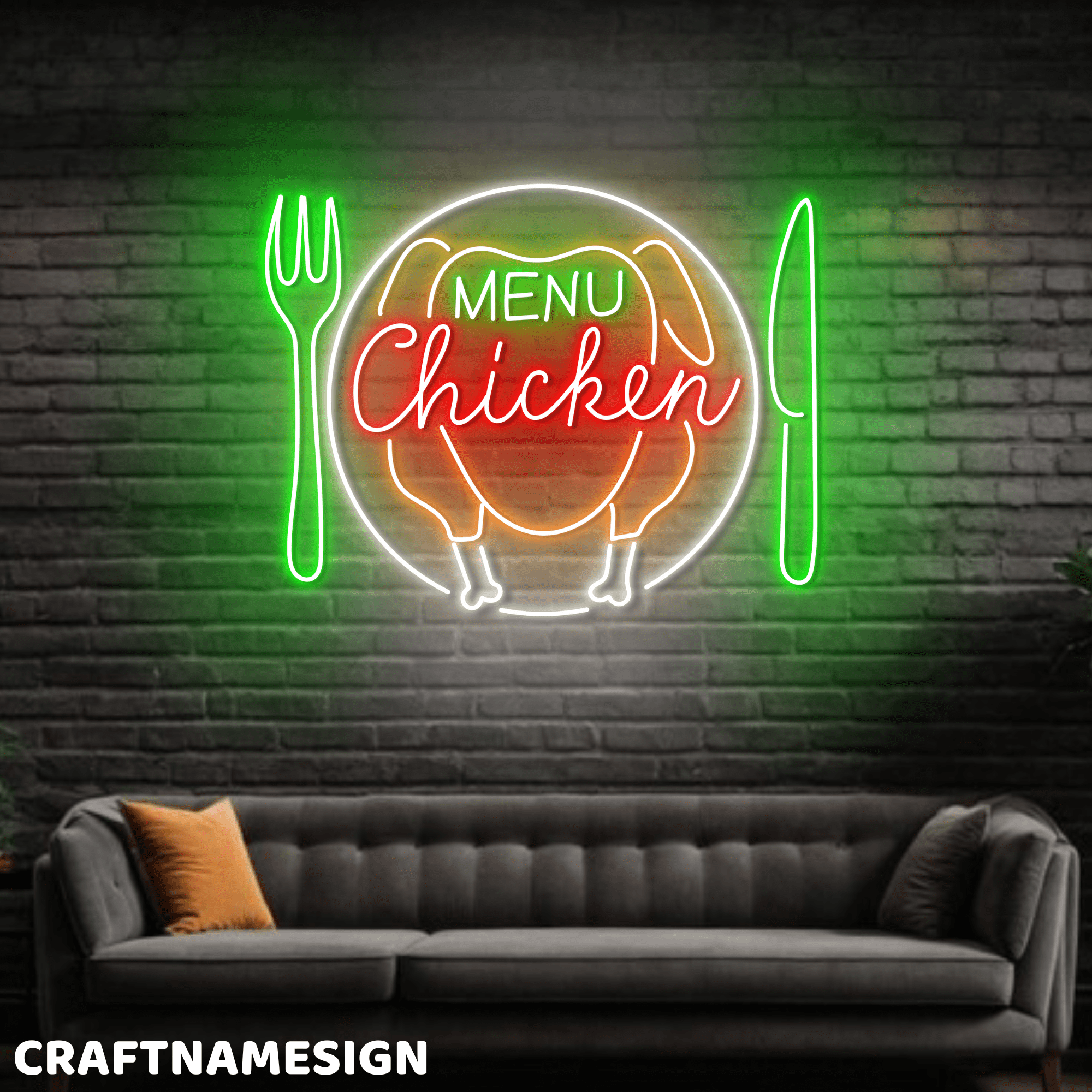 Craftnamesign Menu Chicken Neon Sign For Chicken Shop Restaurant Wall ...