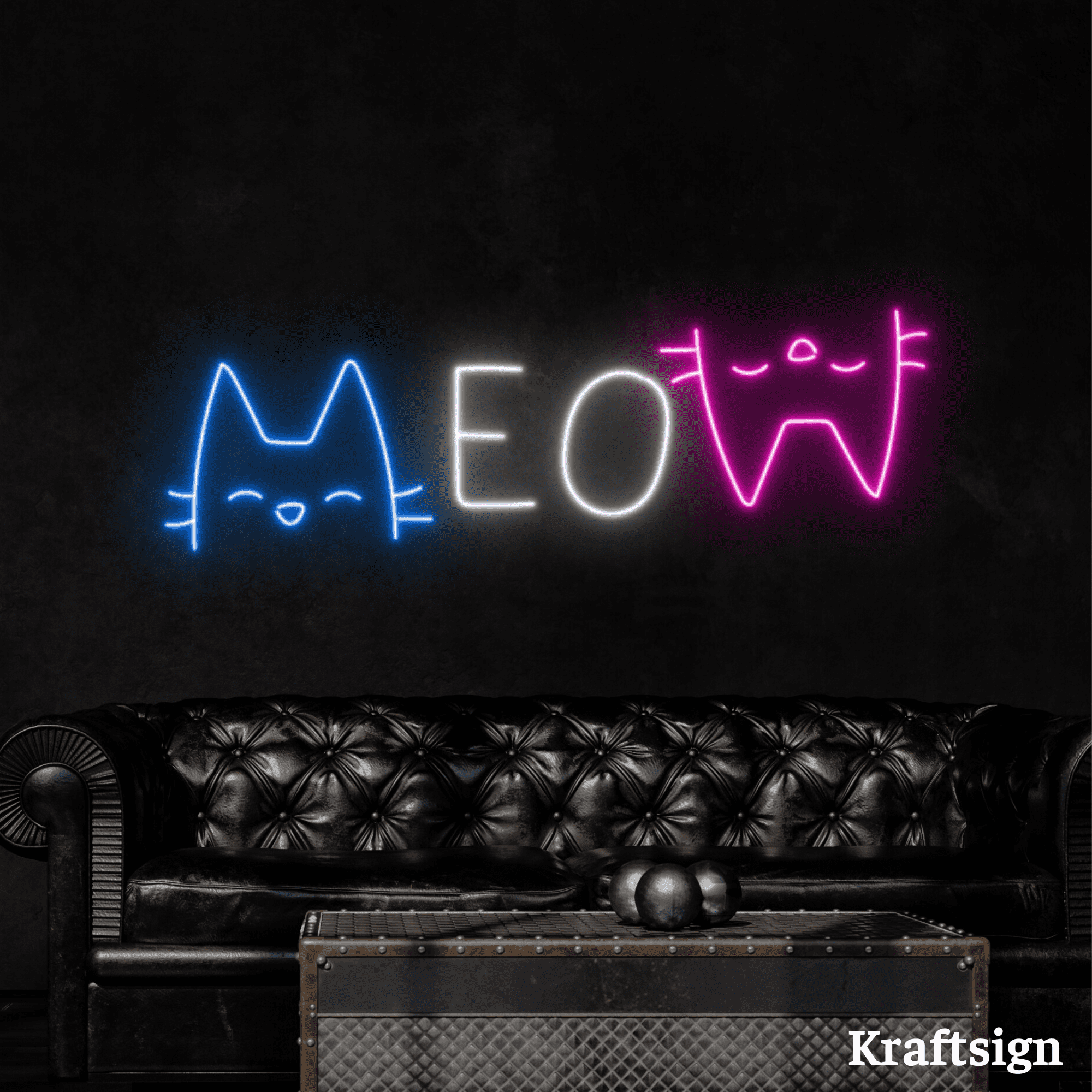 Craftnamesign Meow Neon Sign, Cat Lover Gifts, Cat LED Sign, Bedroom ...