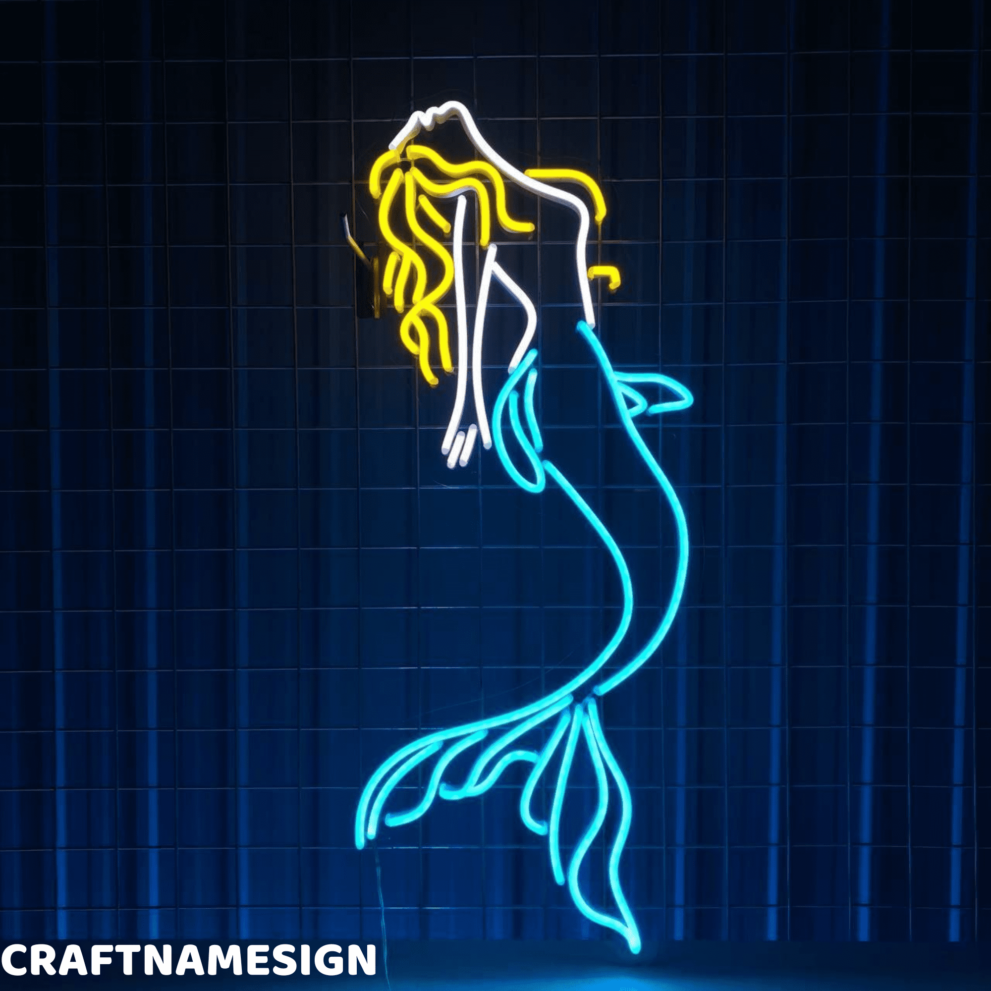 Craftnamesign Mermaid Neon Sign, Nursery Room Wall Decor, Bedroom Wall ...