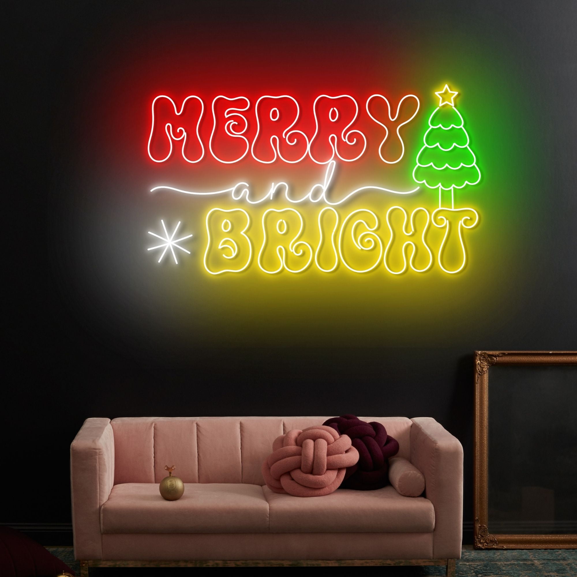 Craftnamesign Merry And Bright Neon Sign, Christmas Tree LED Light ...
