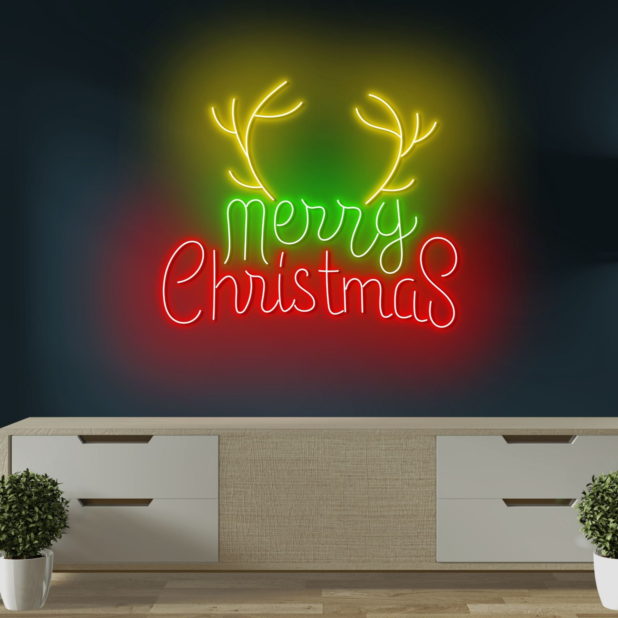 Craftnamesign Merry Christmas Neon Light Up Sign, Christmas Night Wall ...