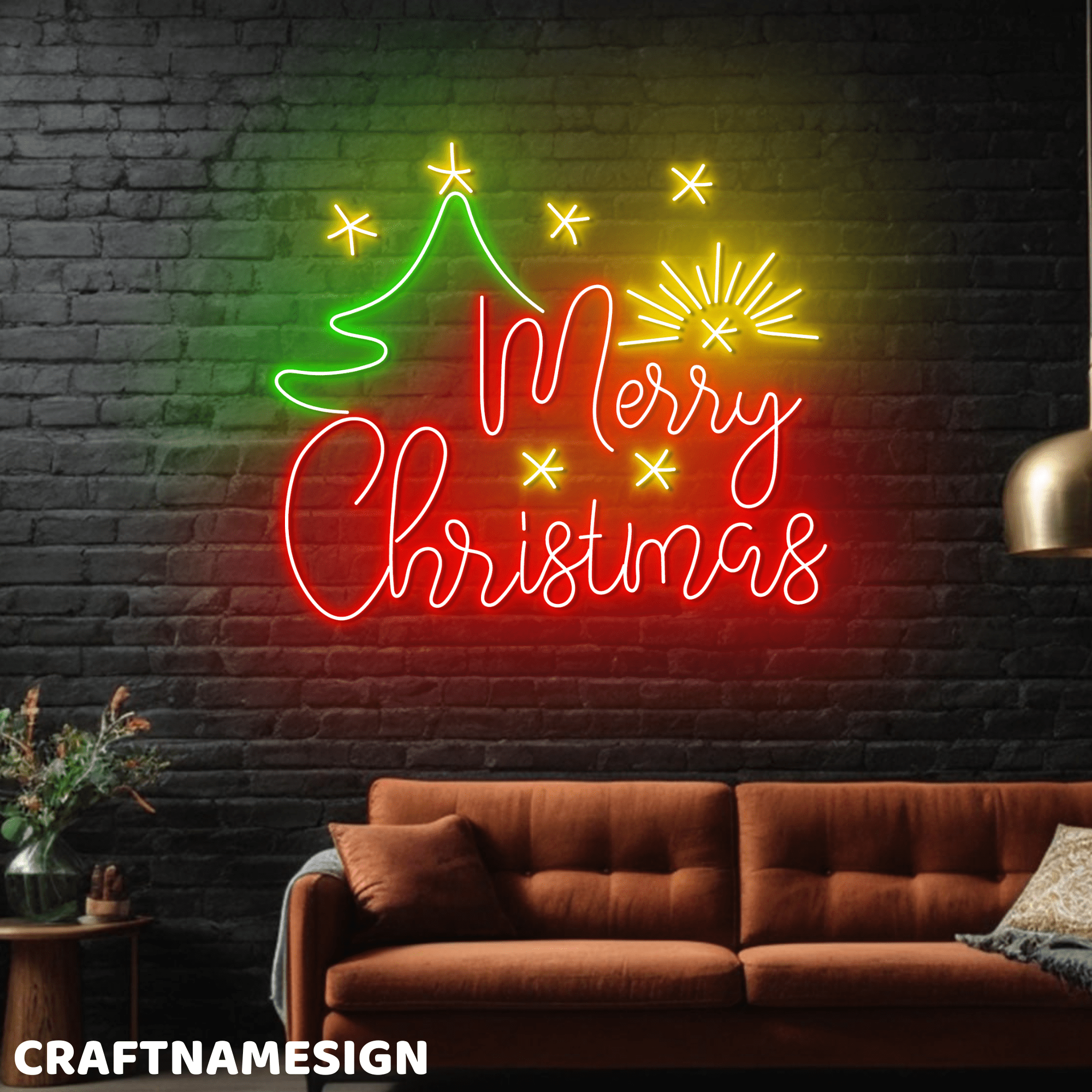 Craftnamesign Merry Christmas Neon Light, Xmas LED Sign For Store Wall ...
