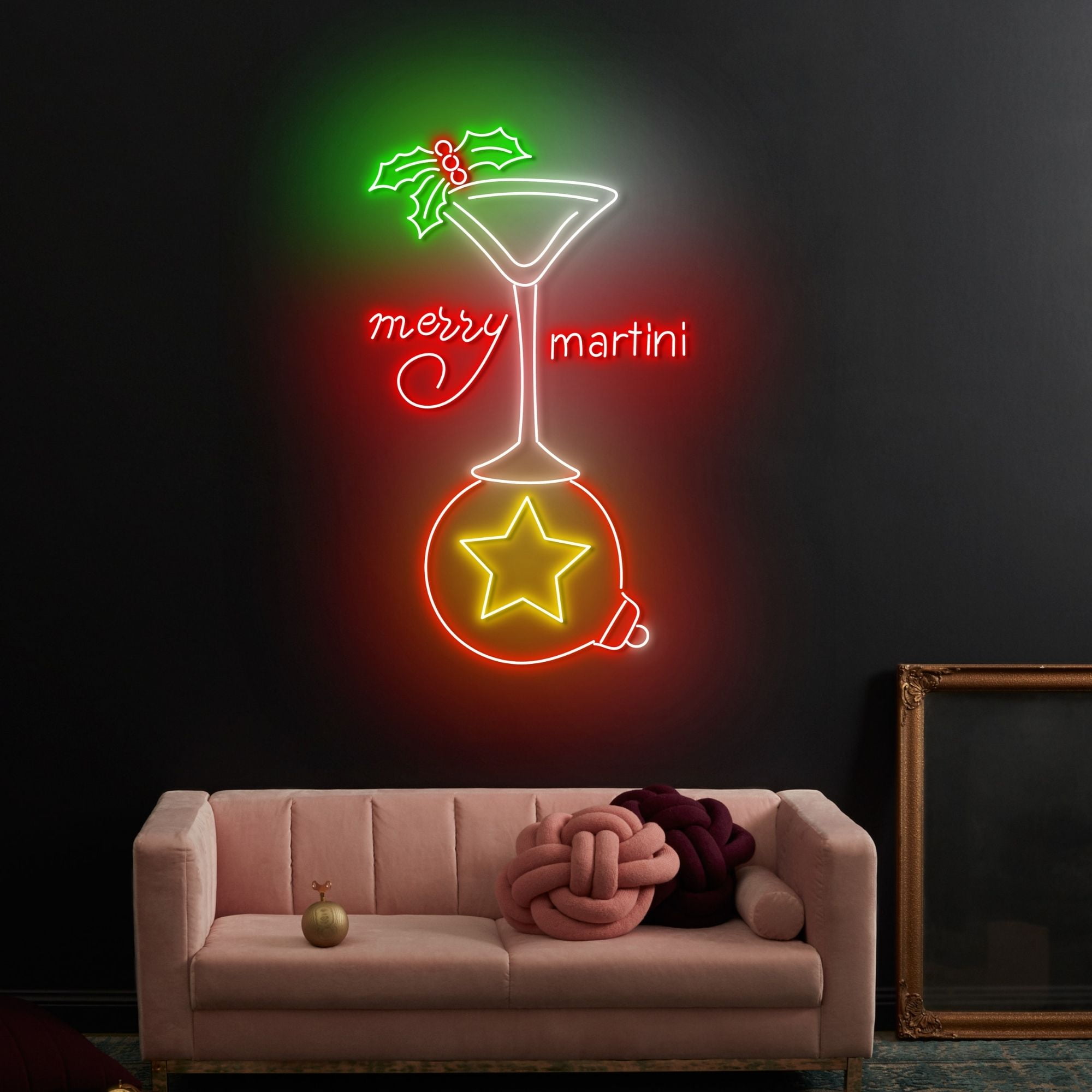 Craftnamesign Merry Martini Neon Sign, Martini Cocktail Bar LED Sign ...