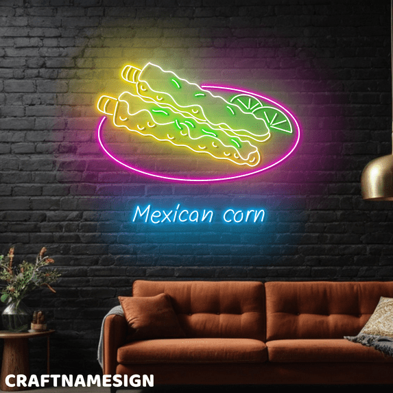 Craftnamesign Mexican Corn Neon Light, Elote LED Sign For Restaurant ...