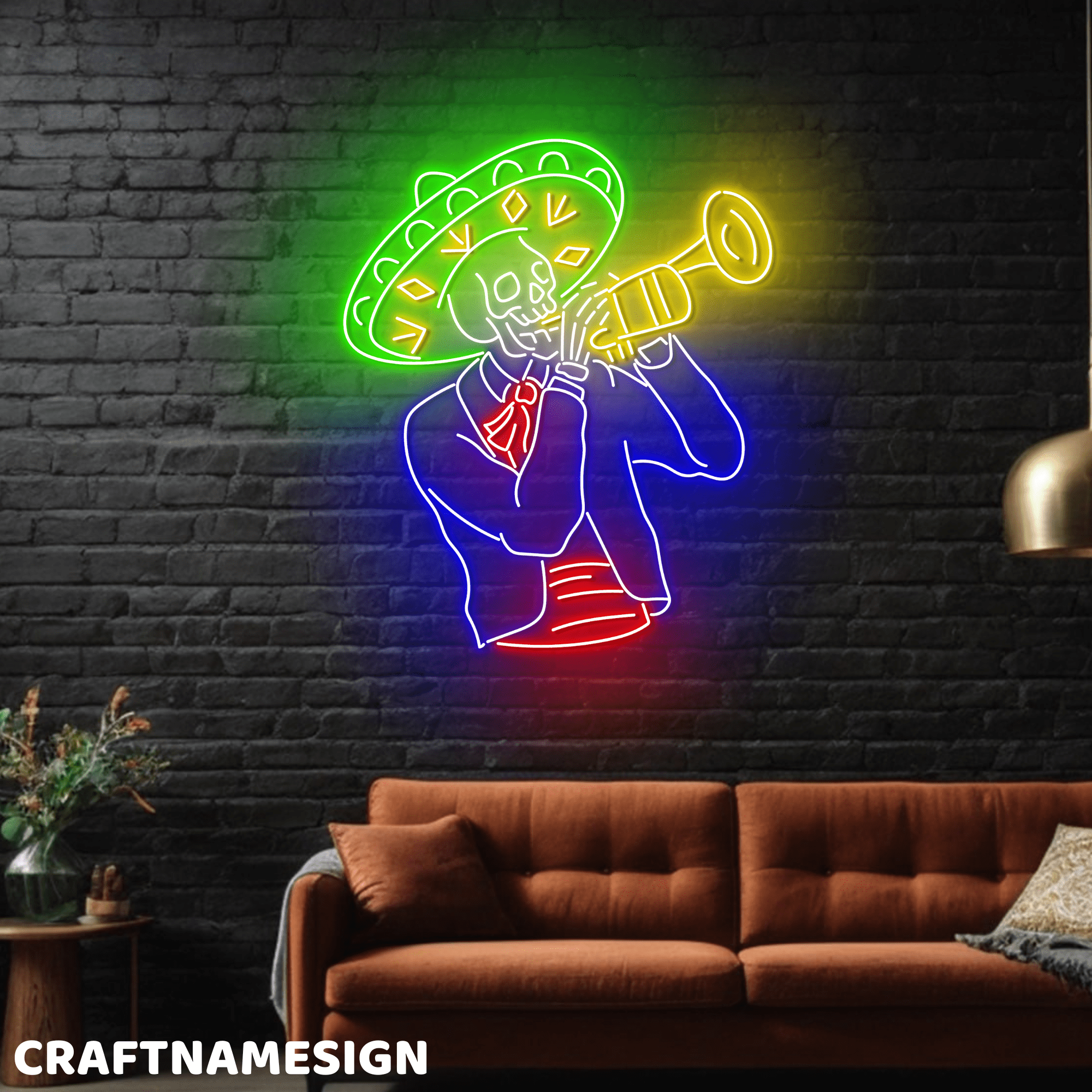 Craftnamesign Mexican Skeleton Neon Sign, Day of the Dead LED Wall Art ...