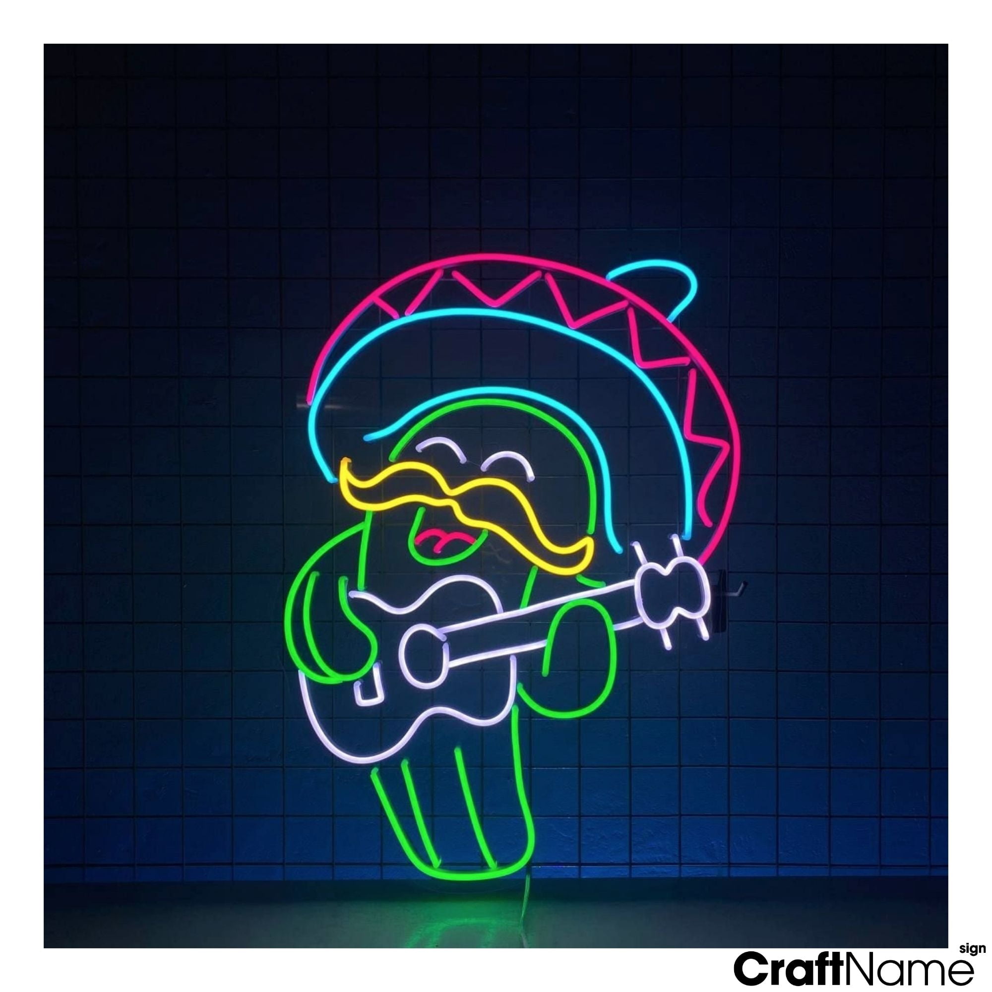 Craftnamesign Mexico Cactus Neon Light Up Sign Wall Art For Store ...