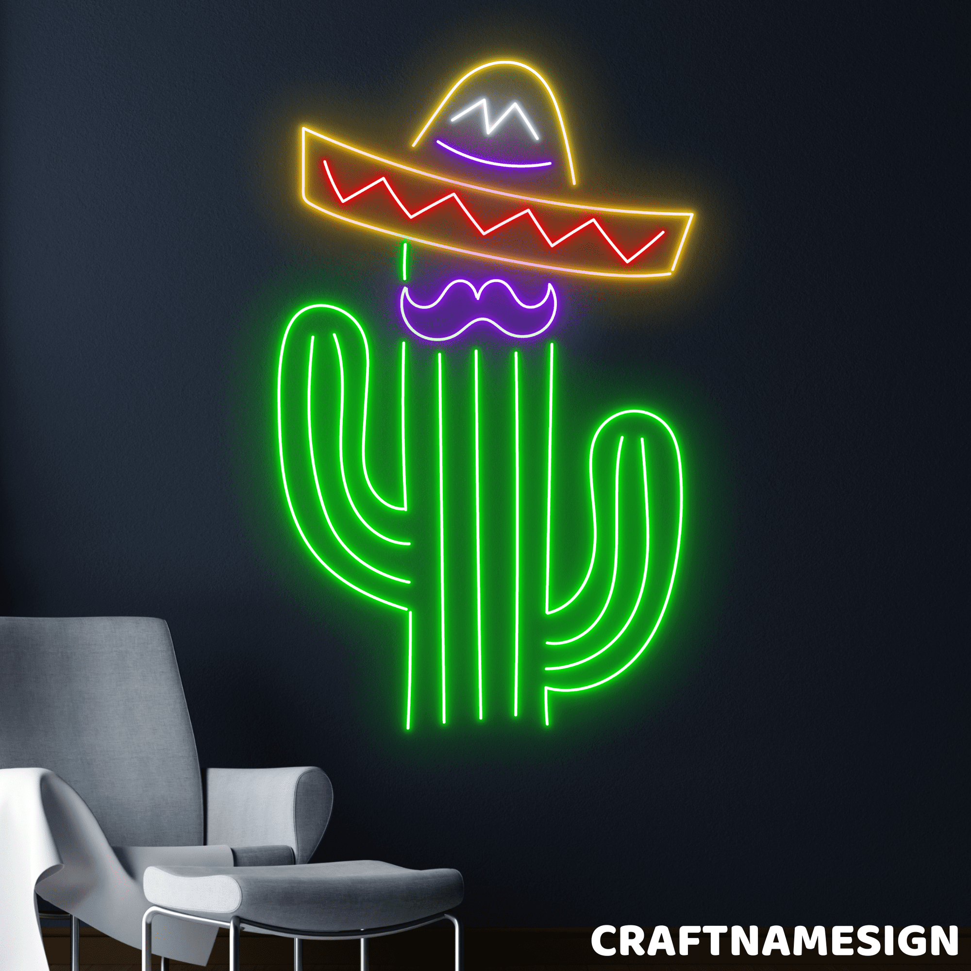 Craftnamesign Mexico Cactus Neon Sign, Fiesta Party Wall Decor, Mexico ...