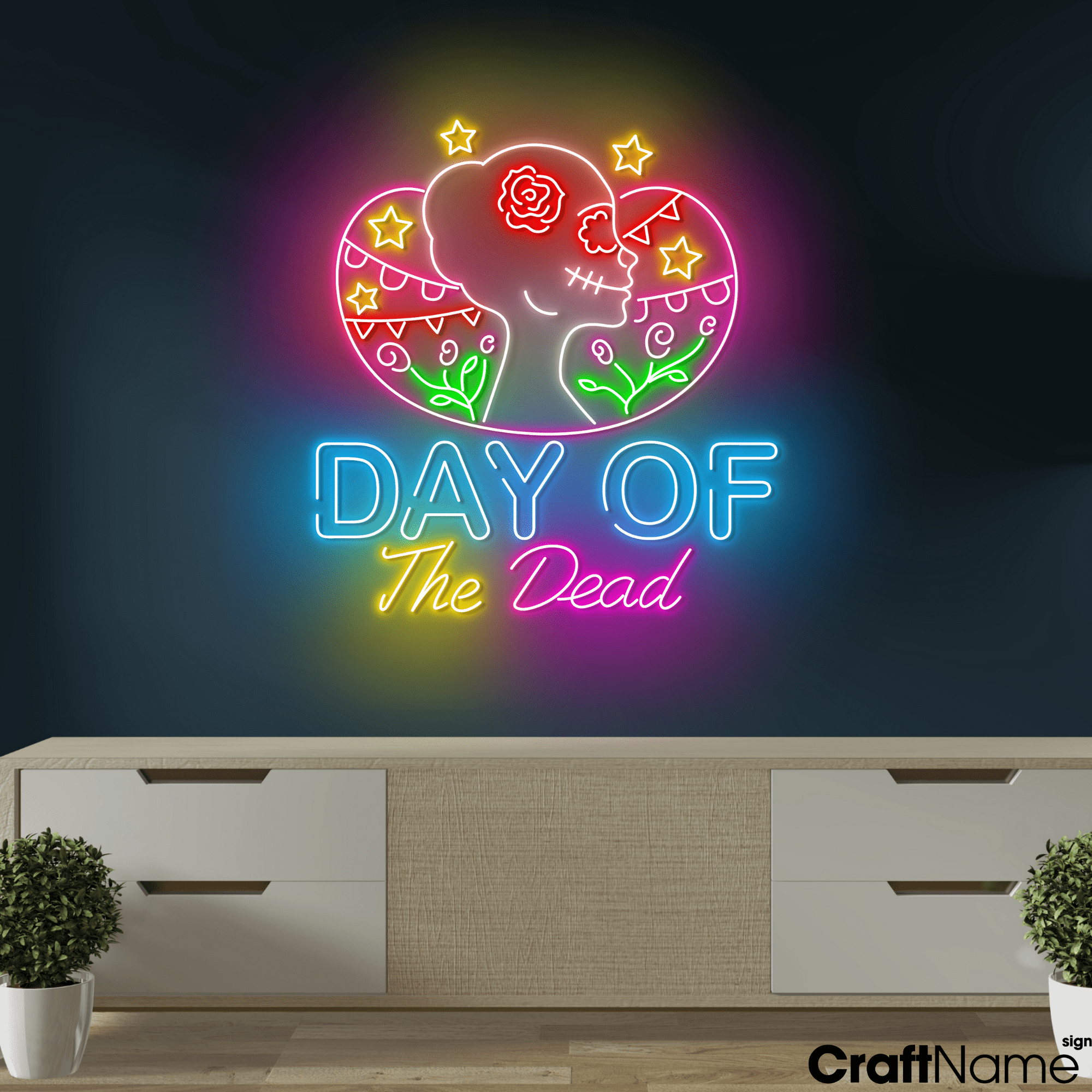 Craftnamesign Mexico Day Of The Dead Neon Light Decor For Bar Holiday ...