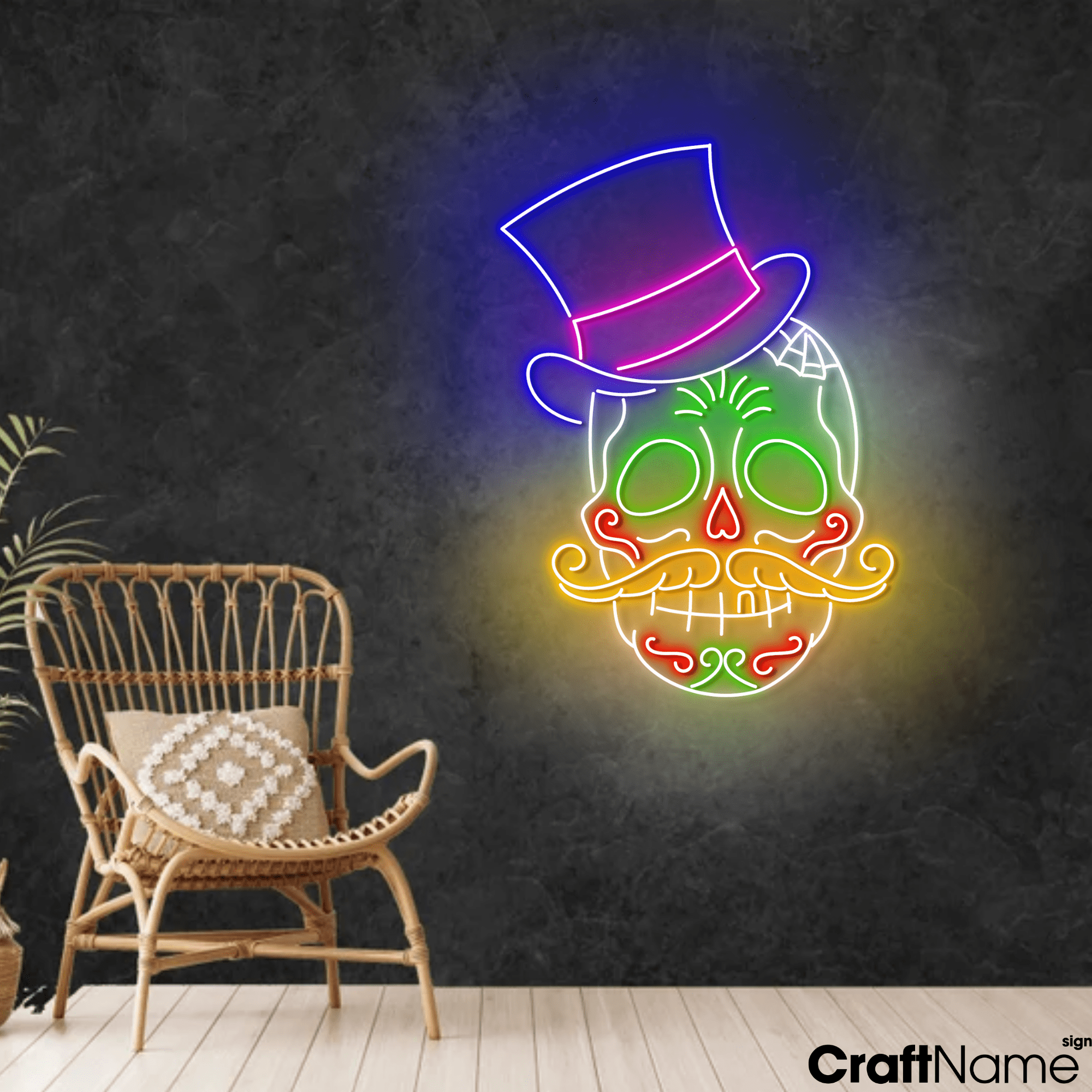 Craftnamesign Mexico Skull Neon Light Wall Sign For Day Of The Dead ...