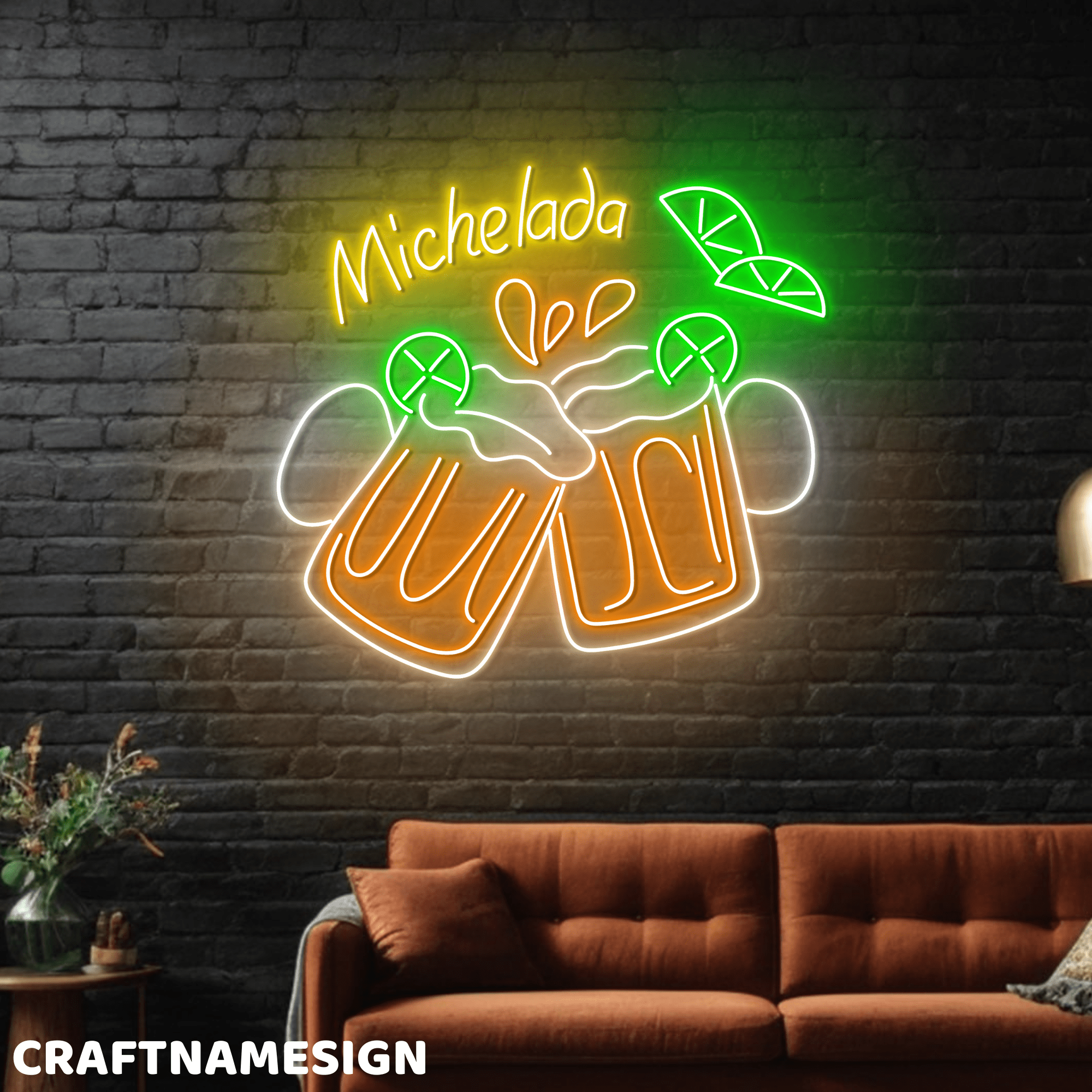 Craftnamesign Michelada Neon Sign, Cocktail Wall Art, Bar Pub Open Sign ...