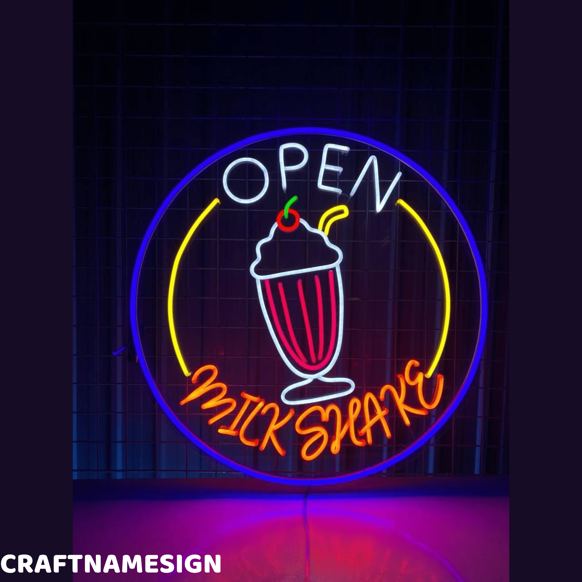 Craftnamesign Milk Shake Open Neon Sign, Welcome Wall Art, Milk Shake ...