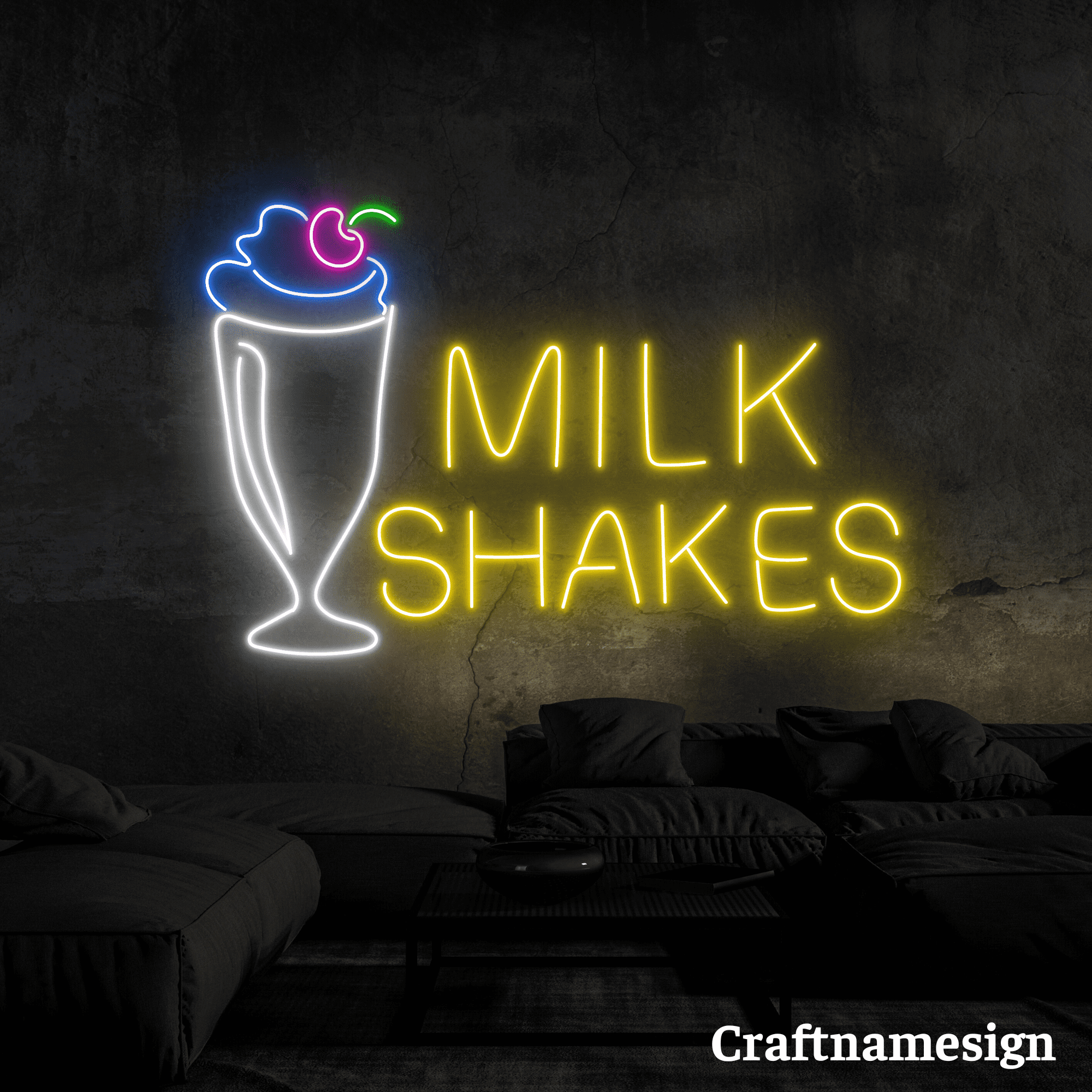 Craftnamesign Milk Shakes neon Sign for Coffee Shop Drink Store Wall ...
