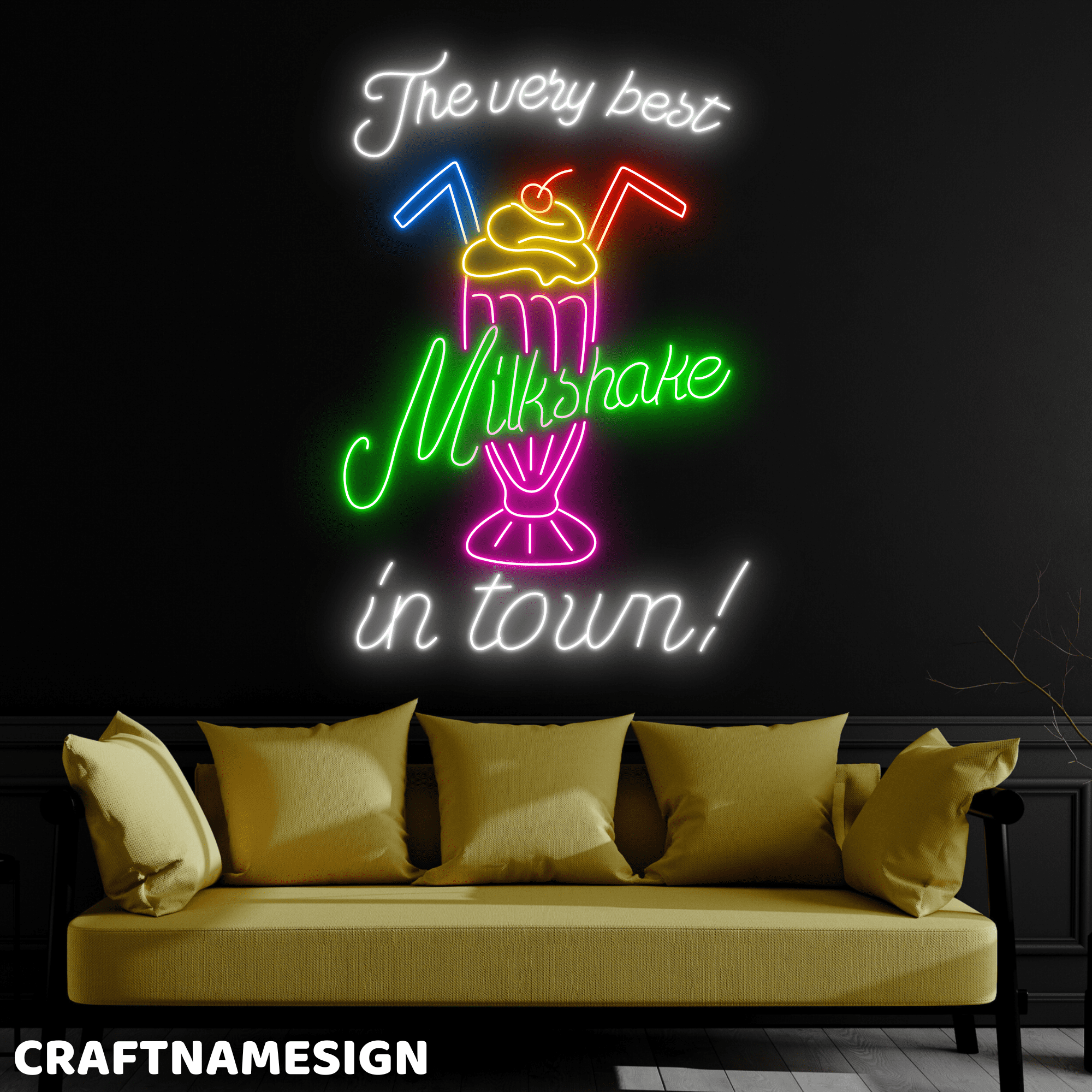 Craftnamesign Milkshake Neon Sign, Milkshake Bar Wall Art, Ice Cream ...