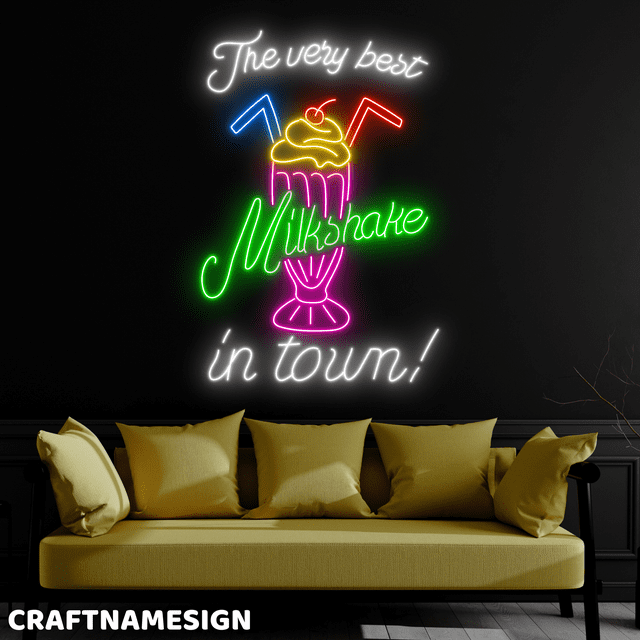 Craftnamesign Milkshake Neon Sign, Milkshake Bar Wall Art, Ice Cream ...
