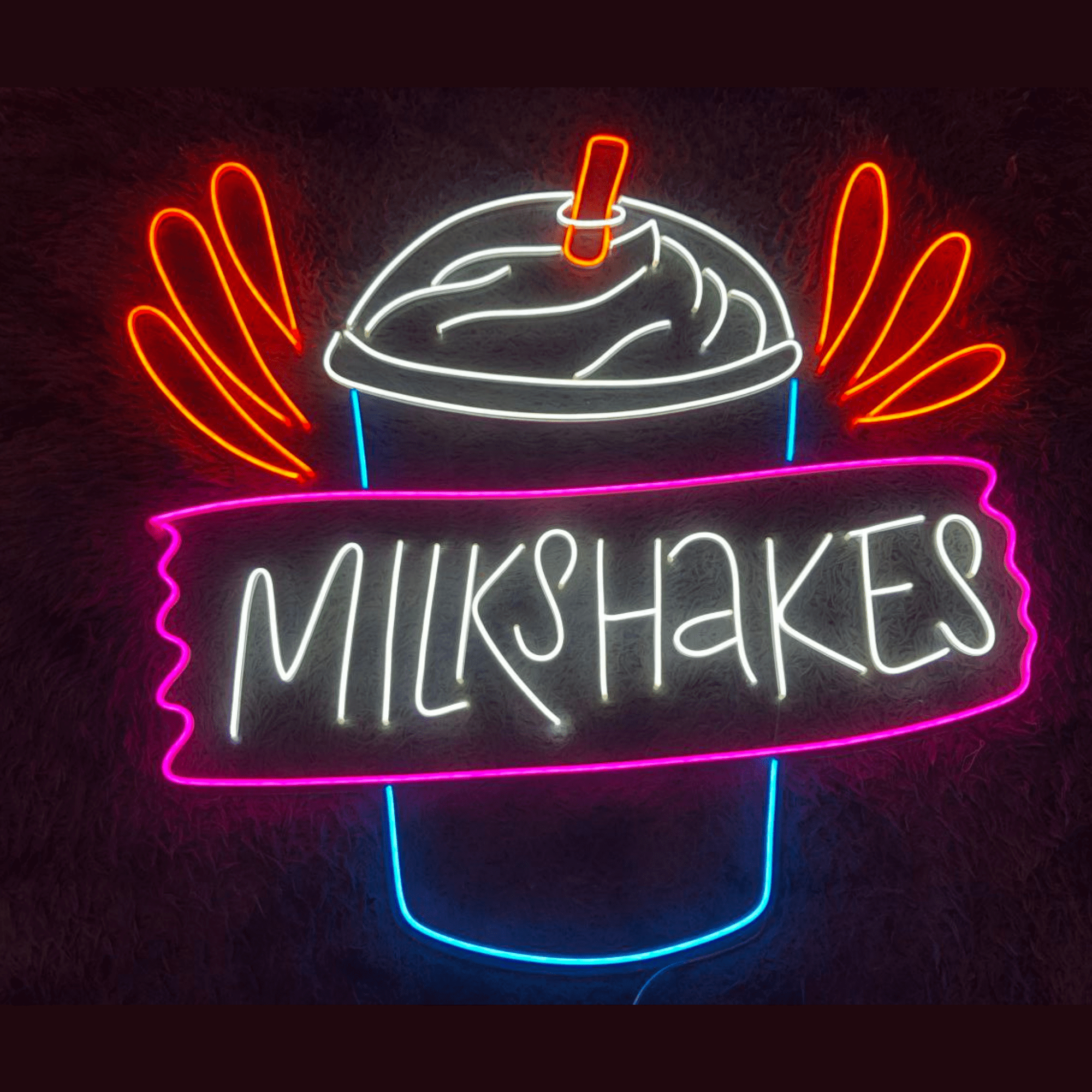 Craftnamesign Milkshakes Neon Sign 23" x 21" for Drink Milkshakes Shop ...