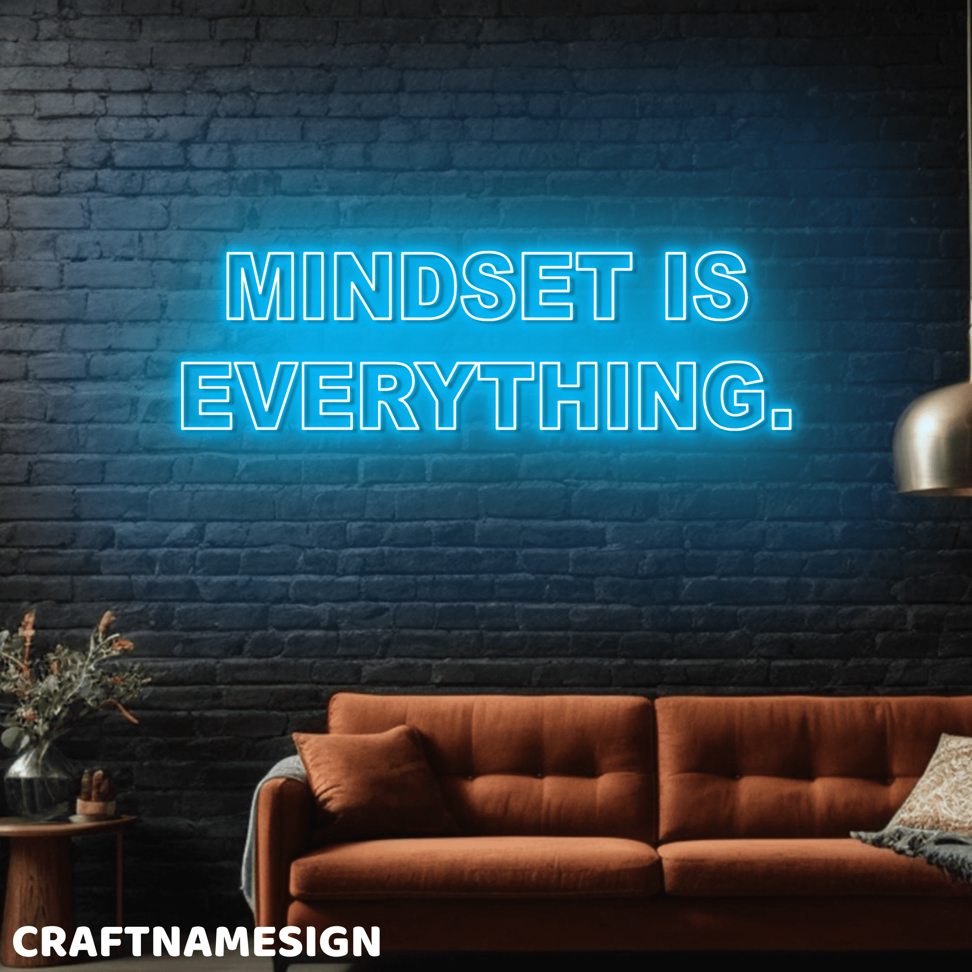 Craftnamesign Mindset Is Everything Neon Sign, Office Wall Art ...