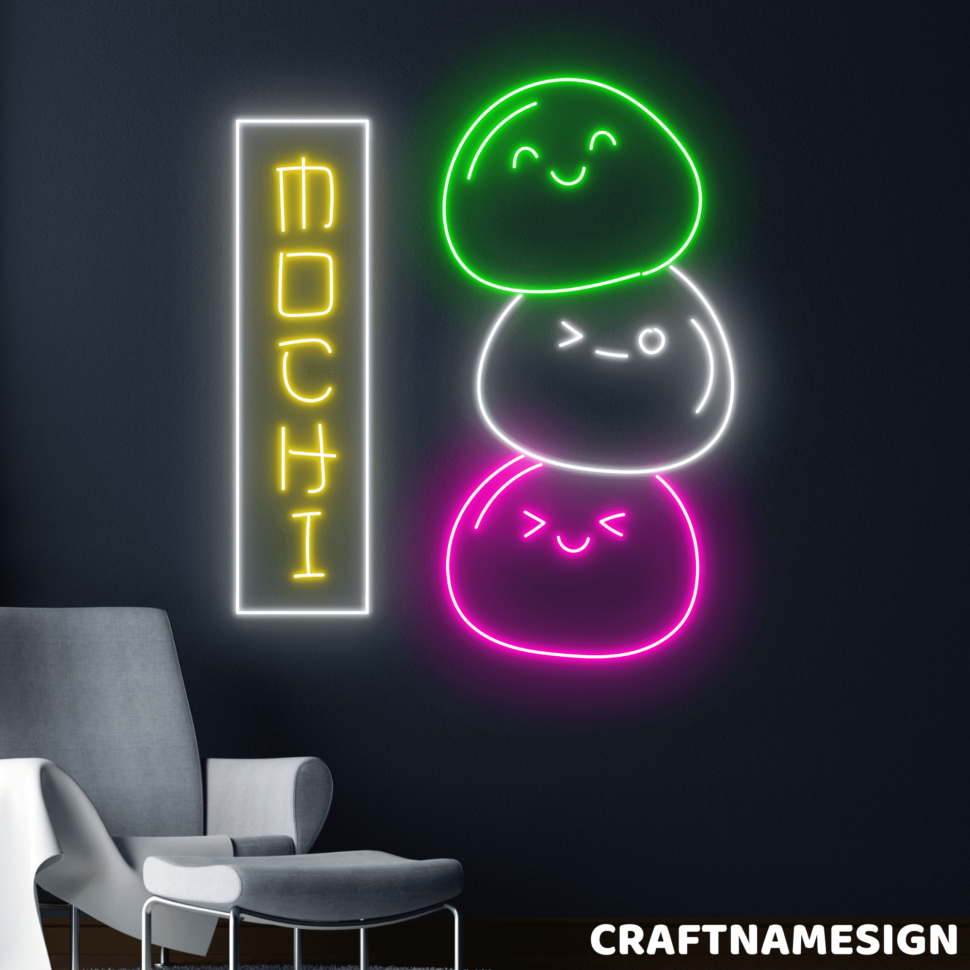 Craftnamesign Mochi Neon Sign, Japanese Restaurant Wall Decor, Open ...