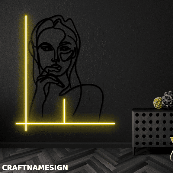 Craftnamesign Modern Woman Neon Decal, Girl Artwork, Bedroom Wall Decor ...
