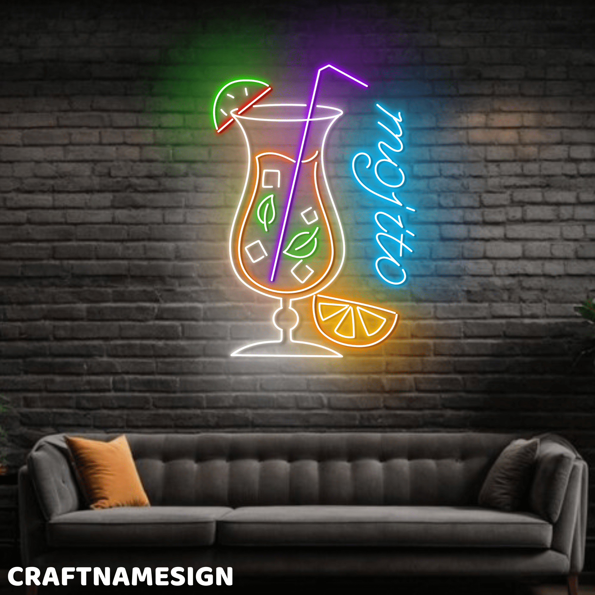 Craftnamesign Mojito Neon Sign, Open Sign For Drink Store Bar Pub Wall ...