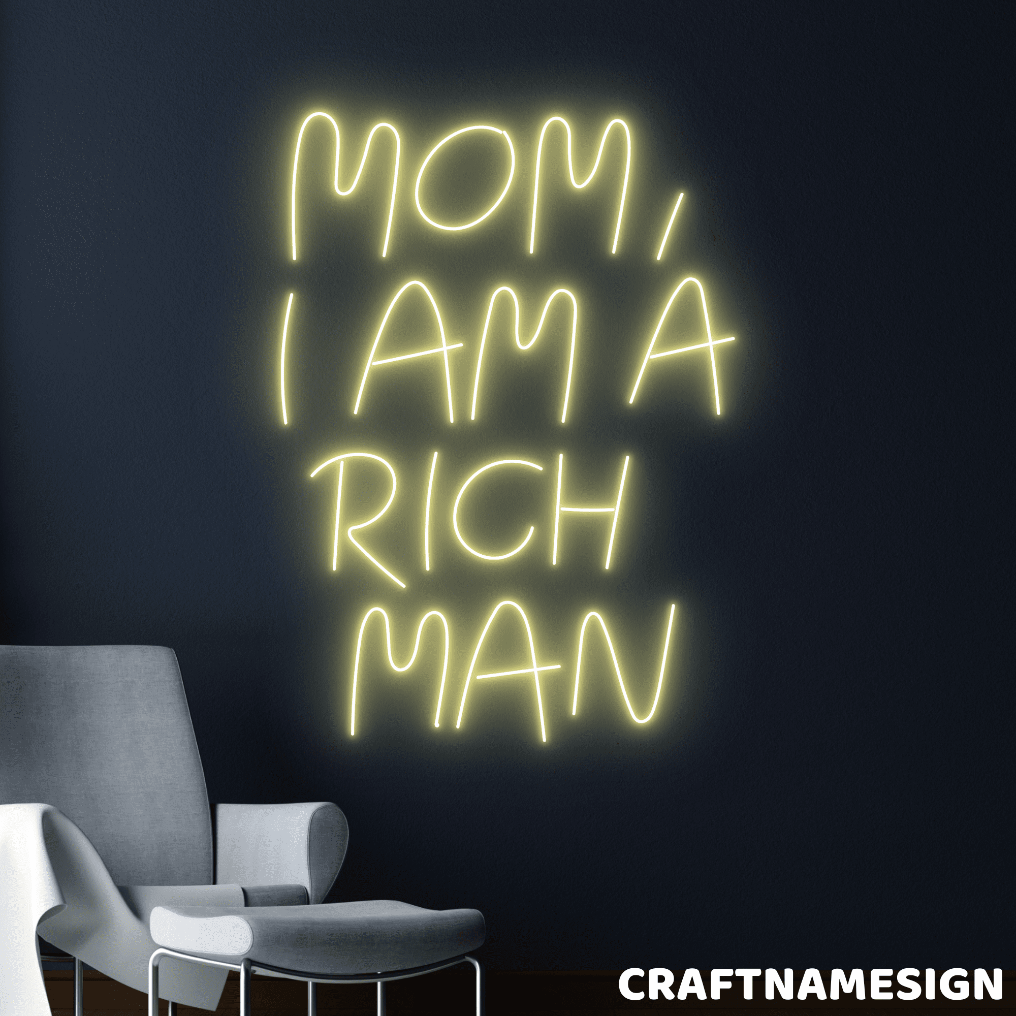 Craftnamesign Mom I Am A Rich Man Neon Sign, Bedroom Wall Art, Home ...