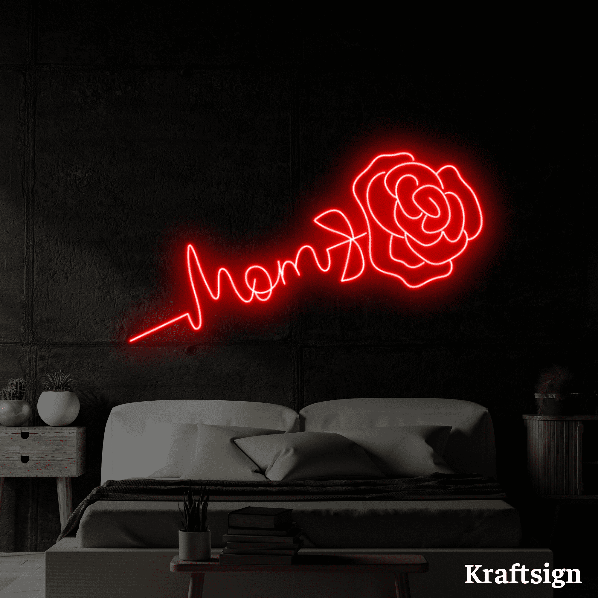 Craftnamesign Mom Neon Sign, Rose Flower LED Sign, Mother Day Gifts ...