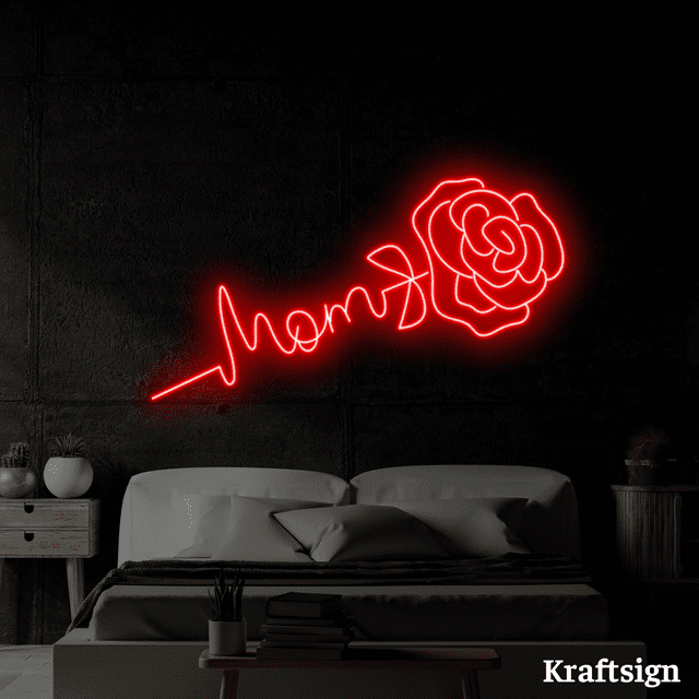 Craftnamesign Mom Neon Sign, Rose Flower LED Sign, Mother Day Gifts ...
