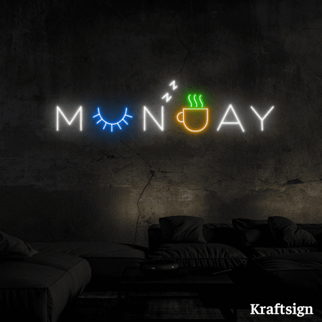 Craftnamesign Monday Neon Sign, Coffee Shop Decor, Bedroom Wall Art ...