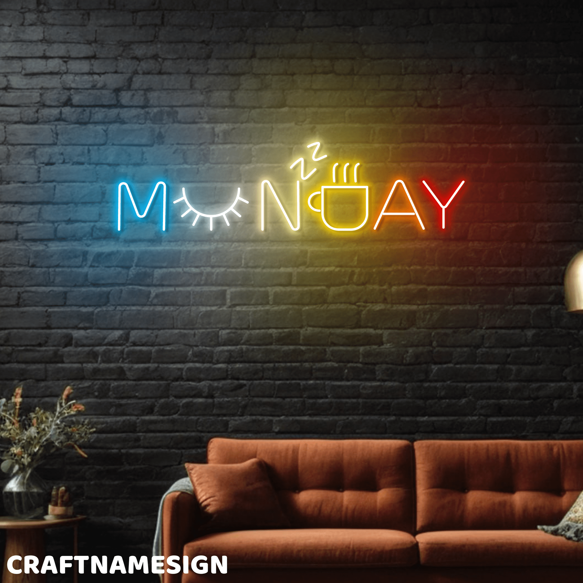 Craftnamesign Monday Neon Sign, Coffee Store Wall Art, Wall Decor For ...