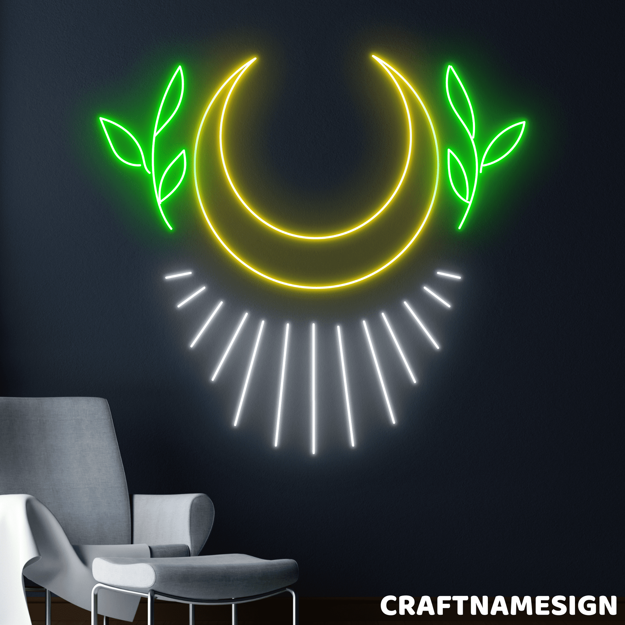 Craftnamesign Moon Aesthetic Neon Sign, Bedroom Wall Art, Living Room ...