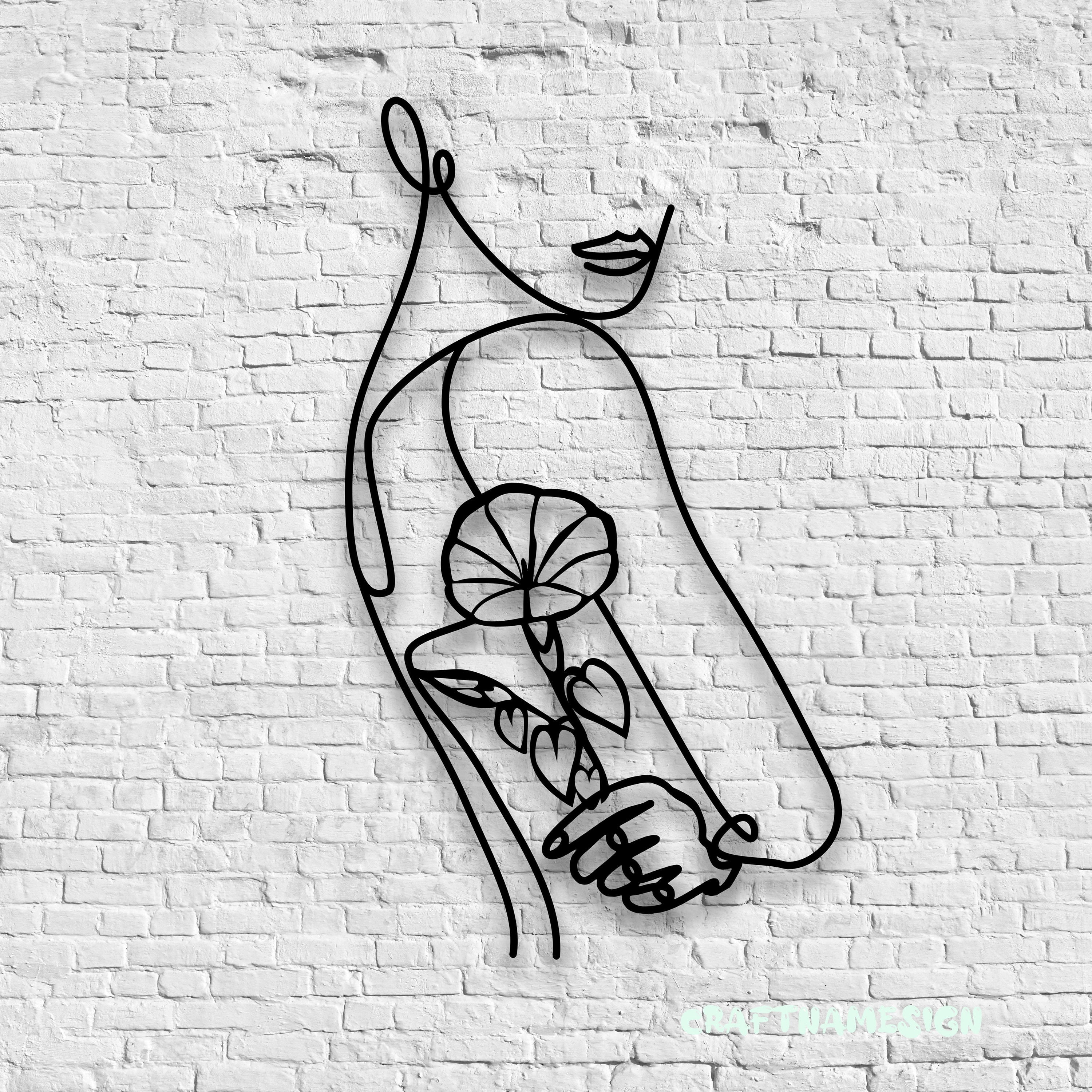 Craftnamesign Morning Glory Flower Female Metal Wall Art LED Light ...