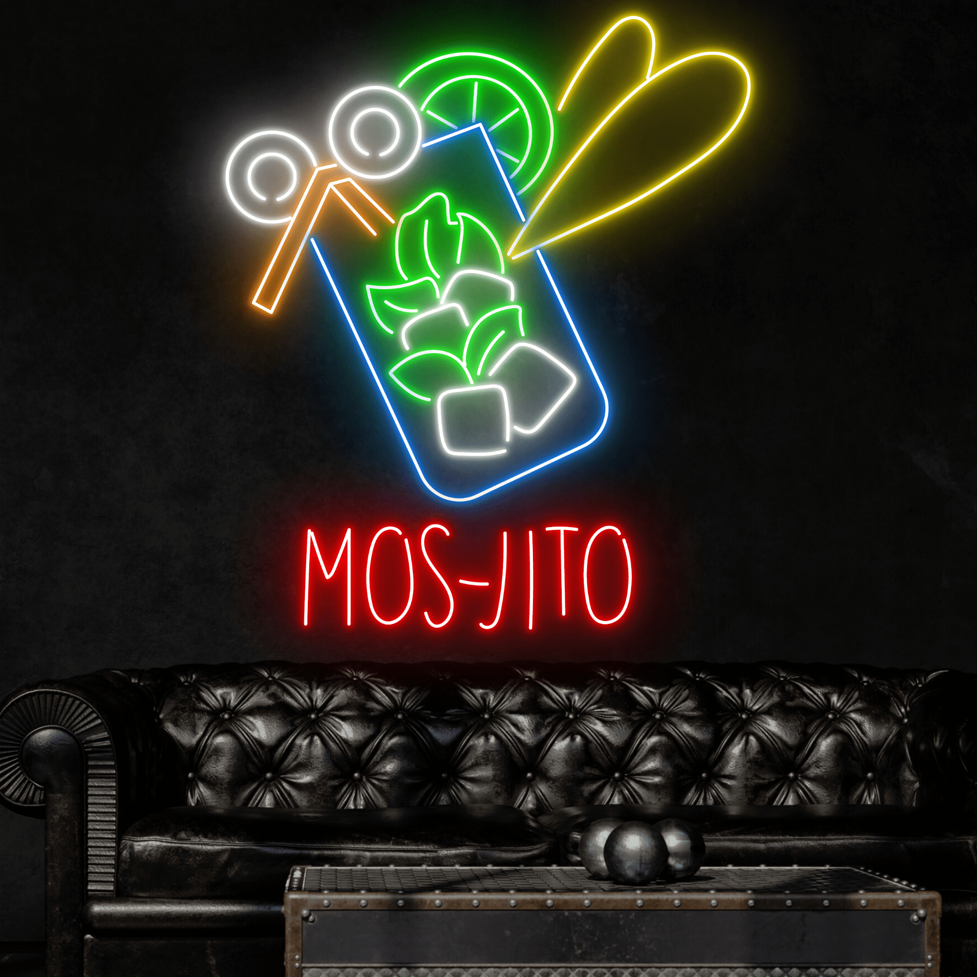 Craftnamesign Mosjito Neon Sign, Bar Wall Art, Mojito Wall Decor Bar ...