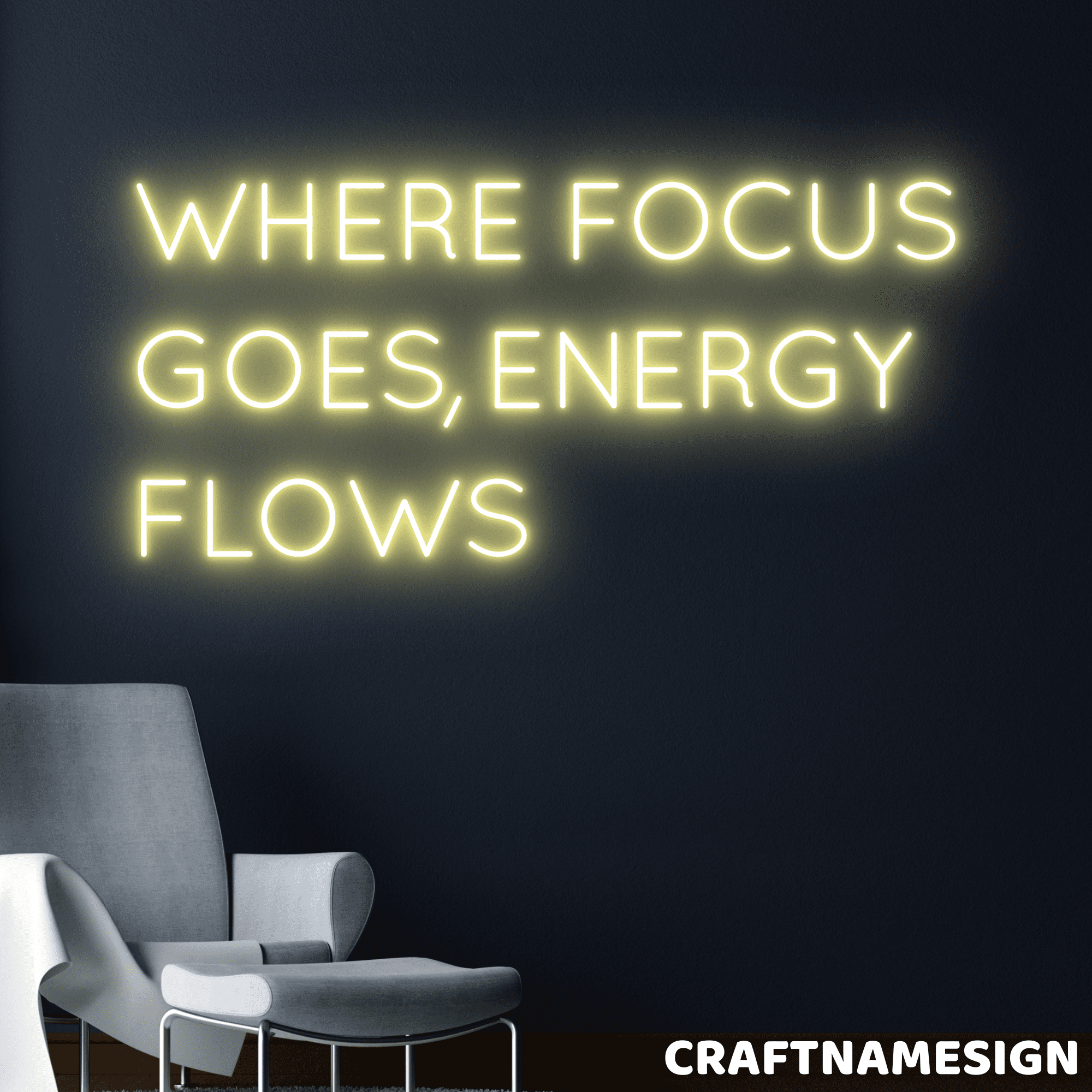 Craftnamesign Motivational Neon Sign, Work Space Wall Decor, Office ...