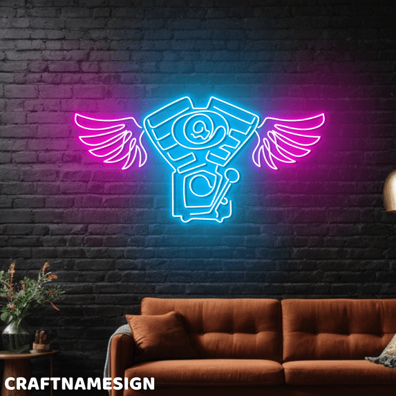 Craftnamesign Motor Machine Neon Sign, Garage Wall Sign, Gift For Him ...